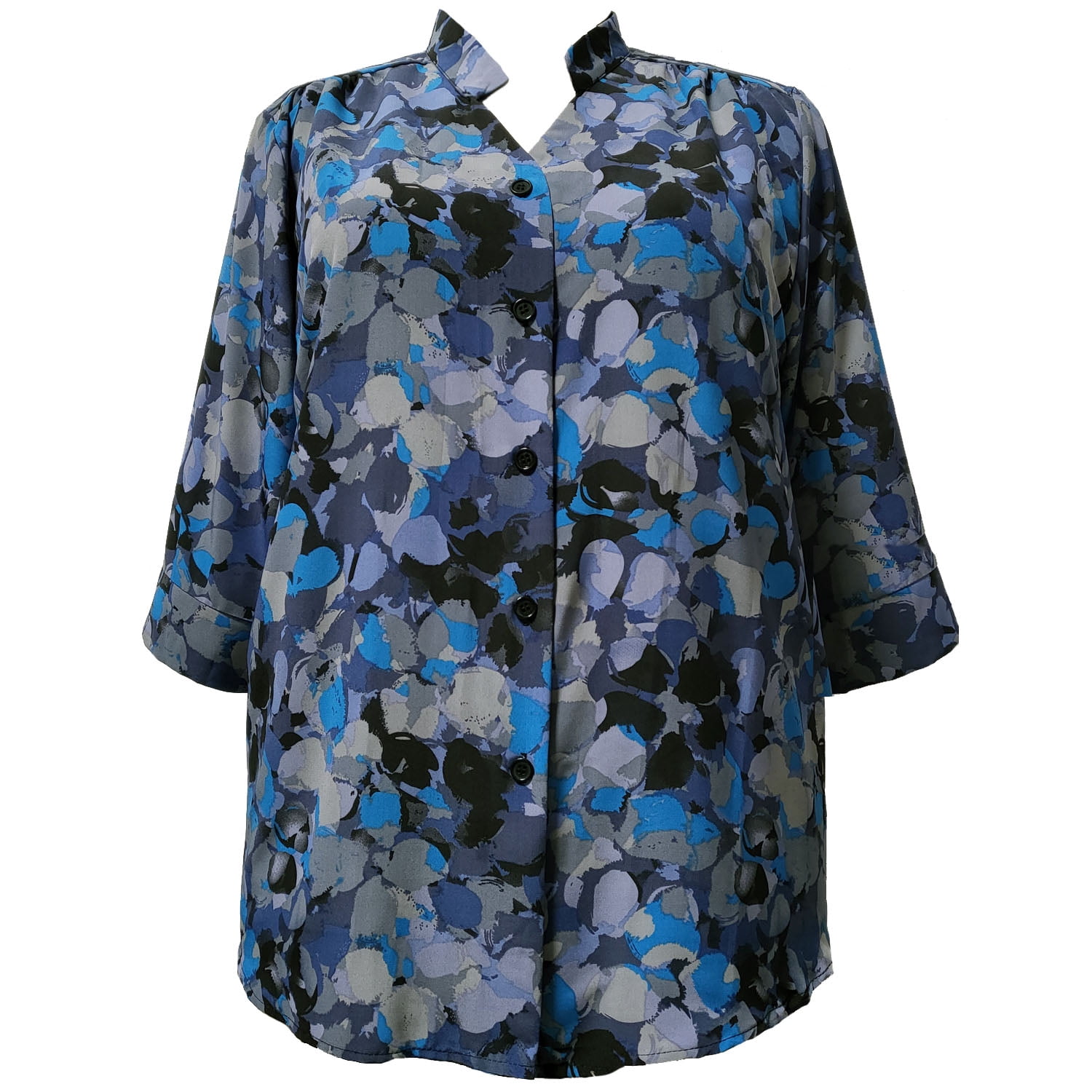 A Personal Touch Women's Plus Size 3/4 Sleeve Mandarin Collar V-Neck ...