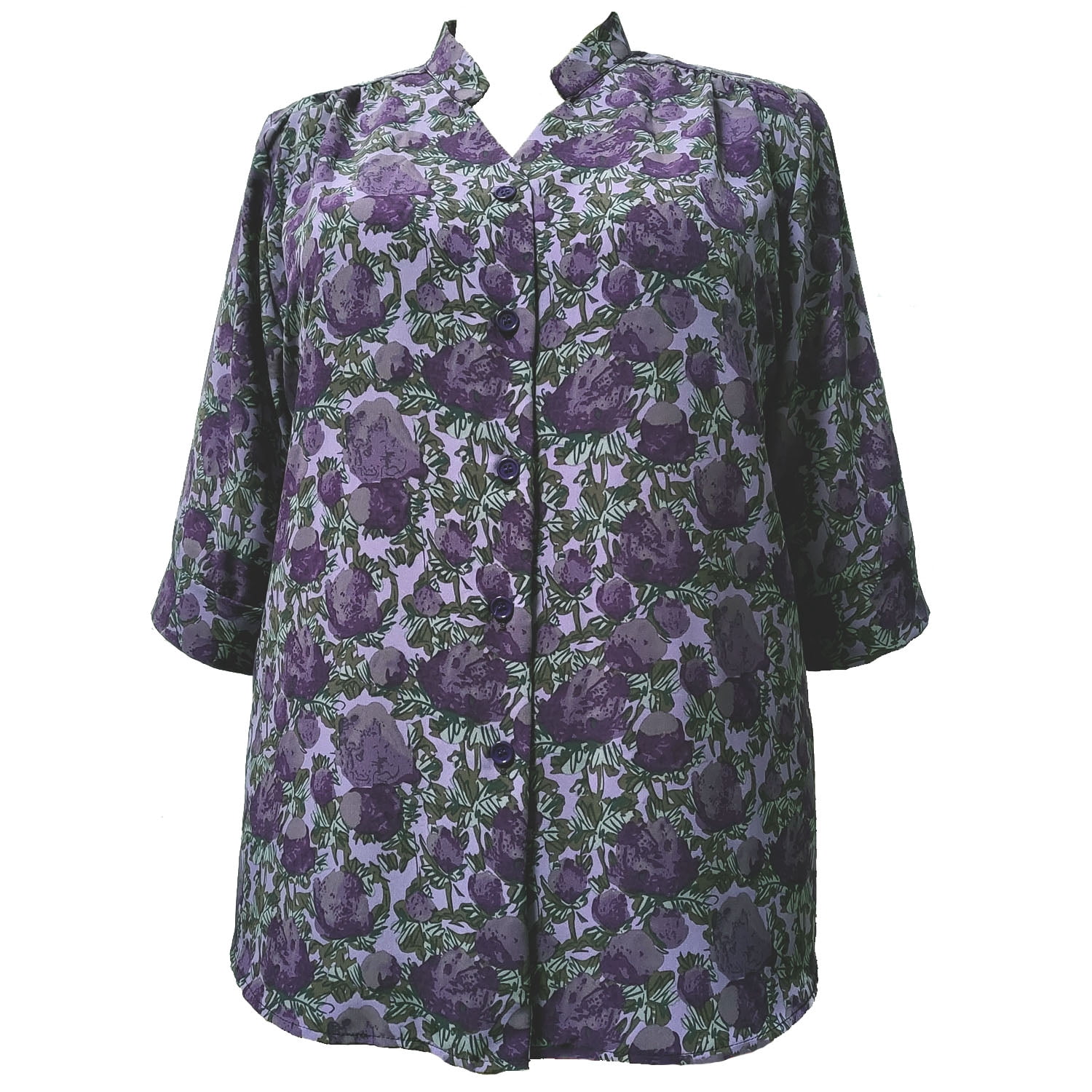 A Personal Touch Women's Plus Size 3/4 Sleeve Mandarin Collar V-Neck ...