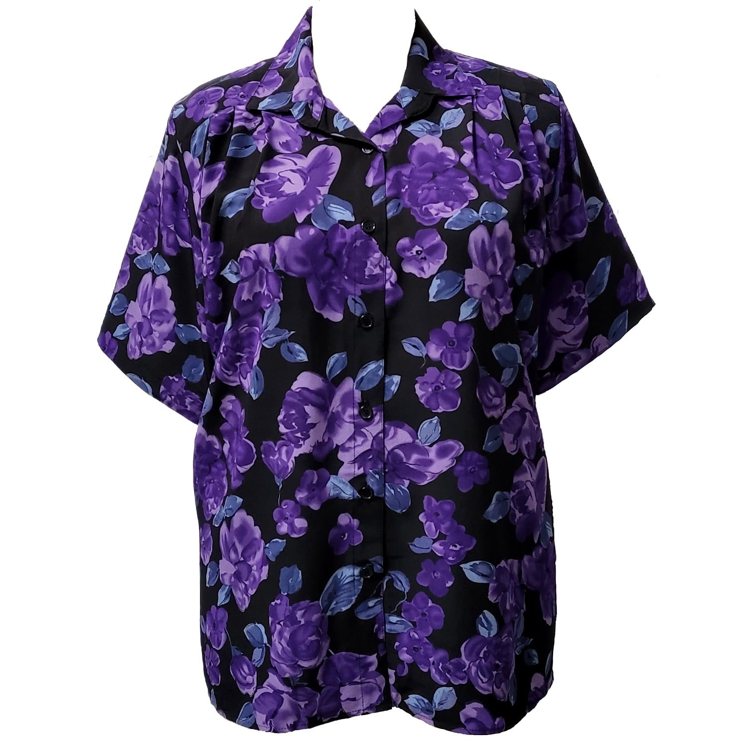 A Personal Touch Women's Plus Size Short Sleeve Button-Front Tunic with ...