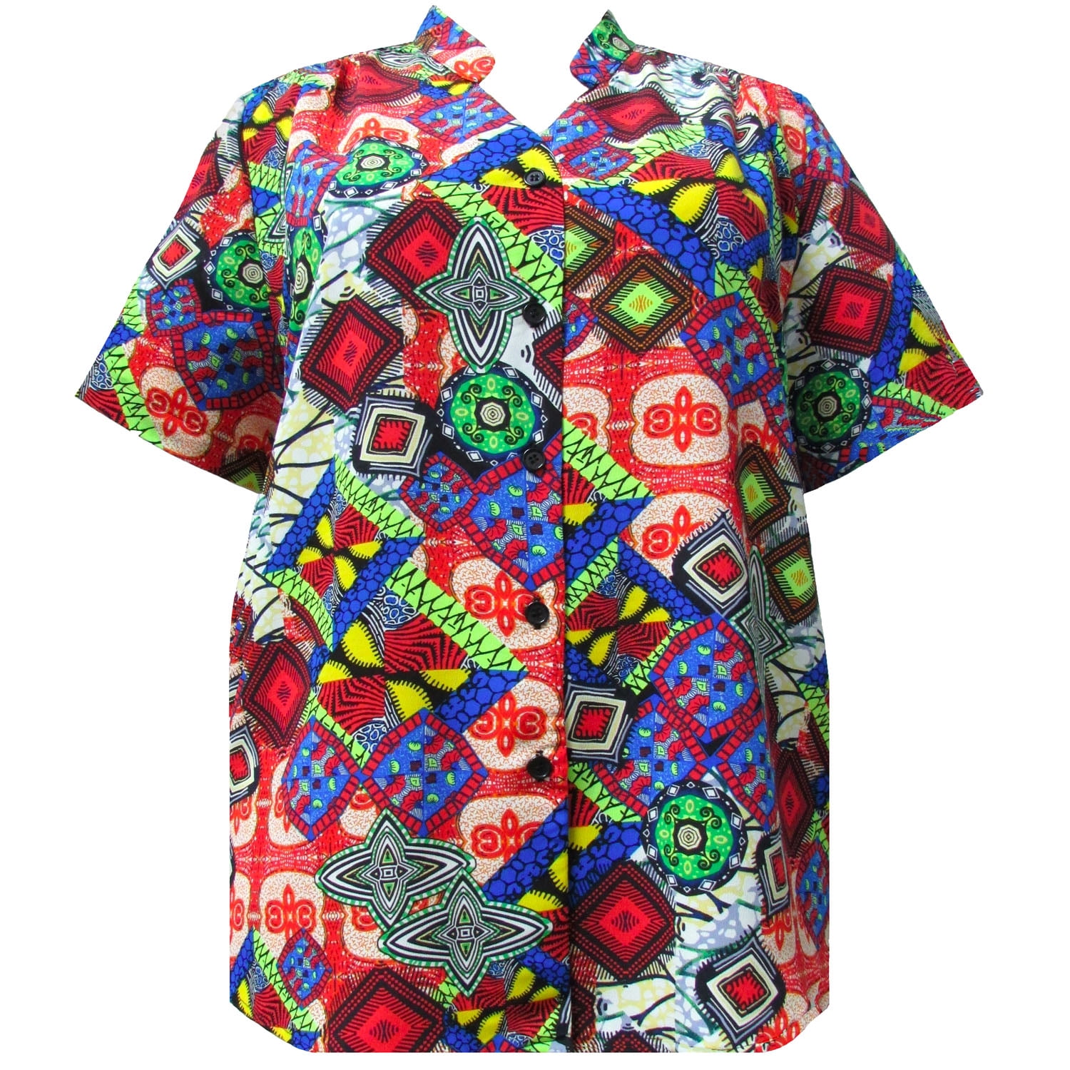 A Personal Touch Women's Plus size Short Sleeve Mandarin Collar V-Neck ...