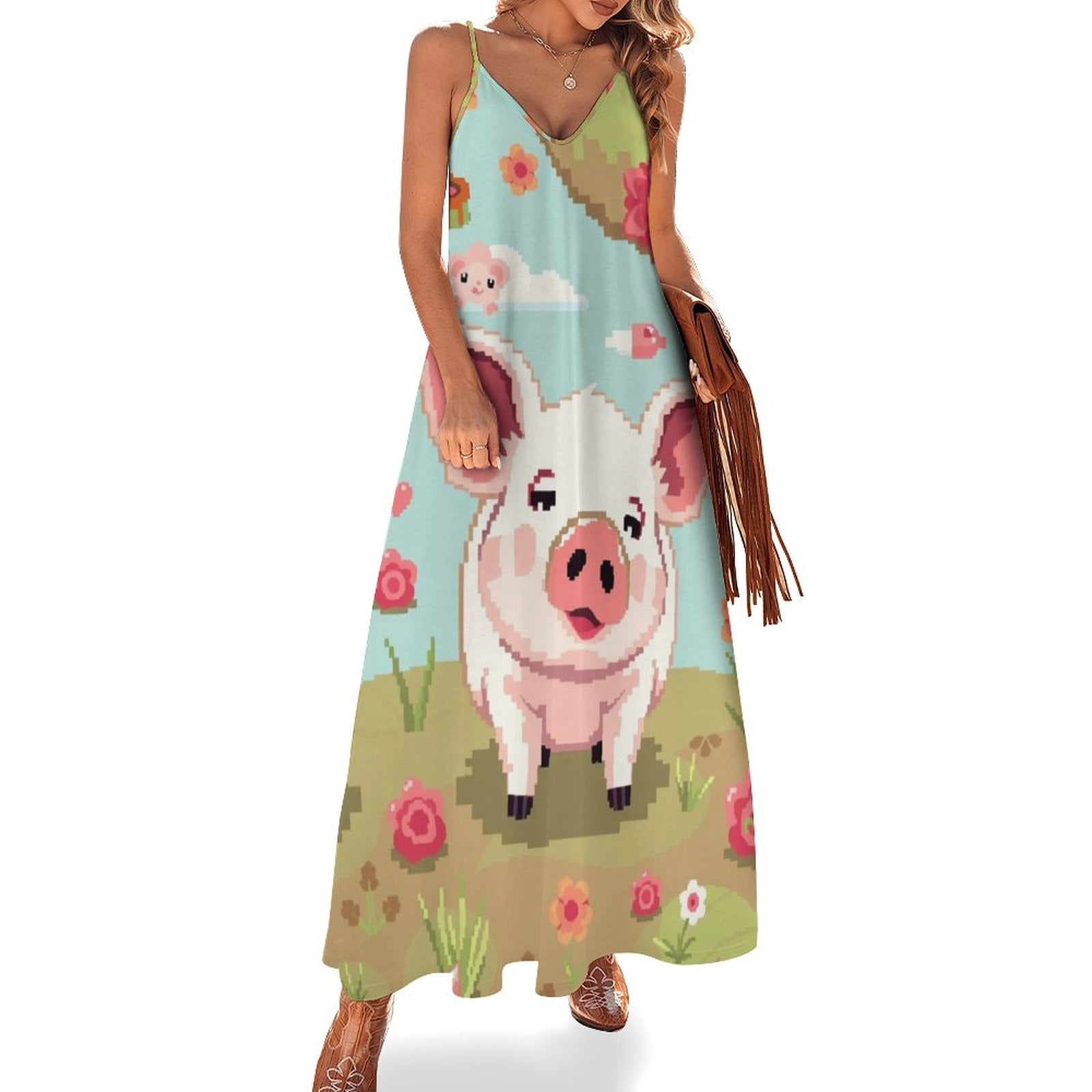 A Pig with Wings Sleeveless Dress Women's Clothing Chic And Elegant ...