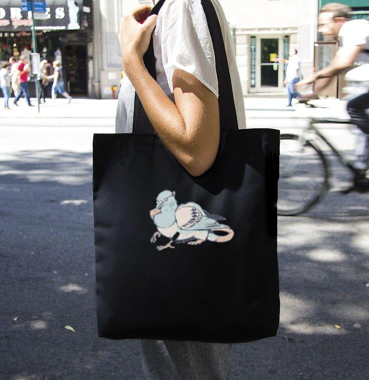 A Pigeon Rat An Urban Bird Mood In A Graphic Art Style Tote Bags ...