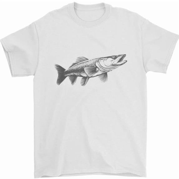 A Pike Fish Drawing Fishing Fisherman T-Shirt, Unisex T-Shirt - Walmart.com