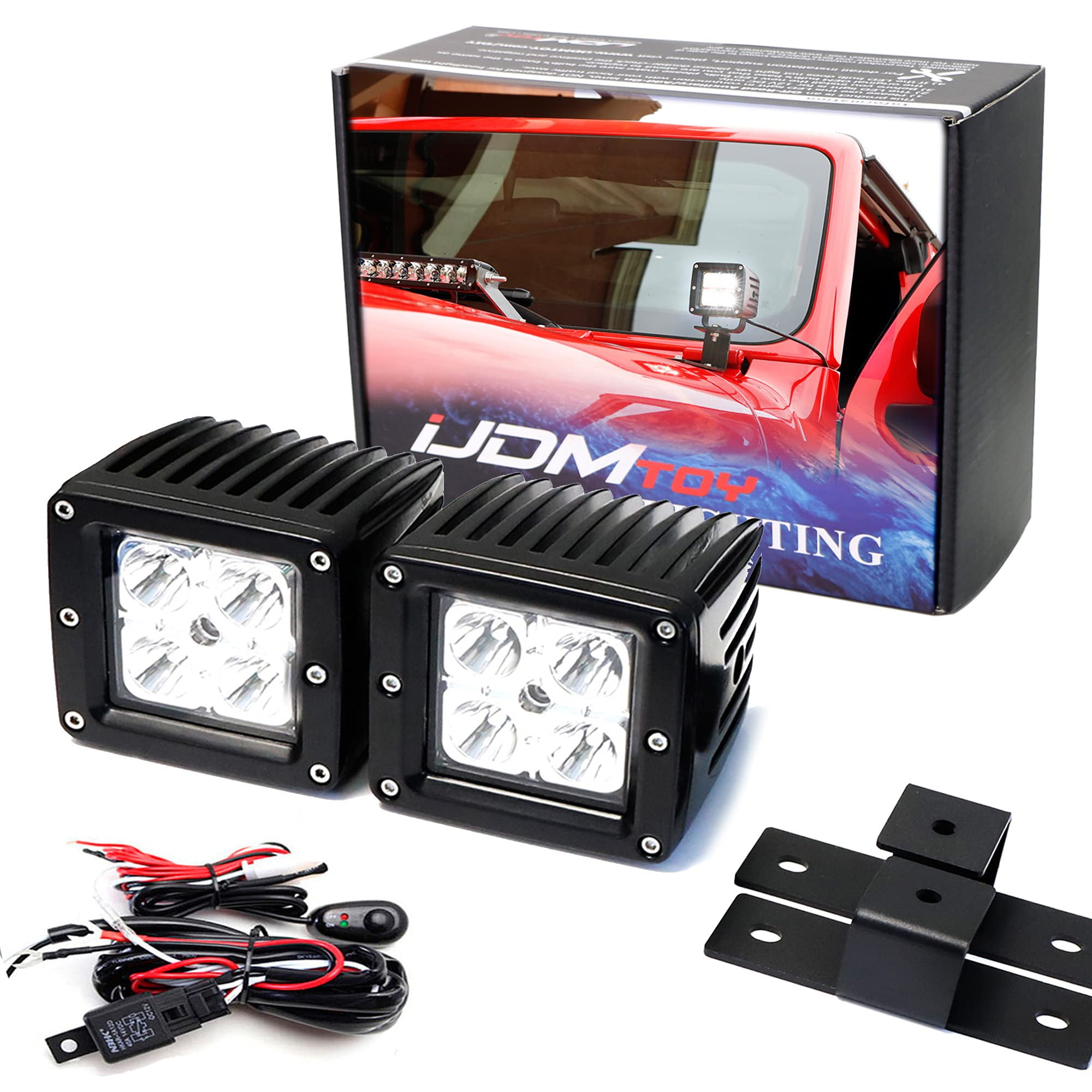 A-Pillar LED Pod Light Kit For 2018-up Wrangler JL, Includes (2) 20W ...