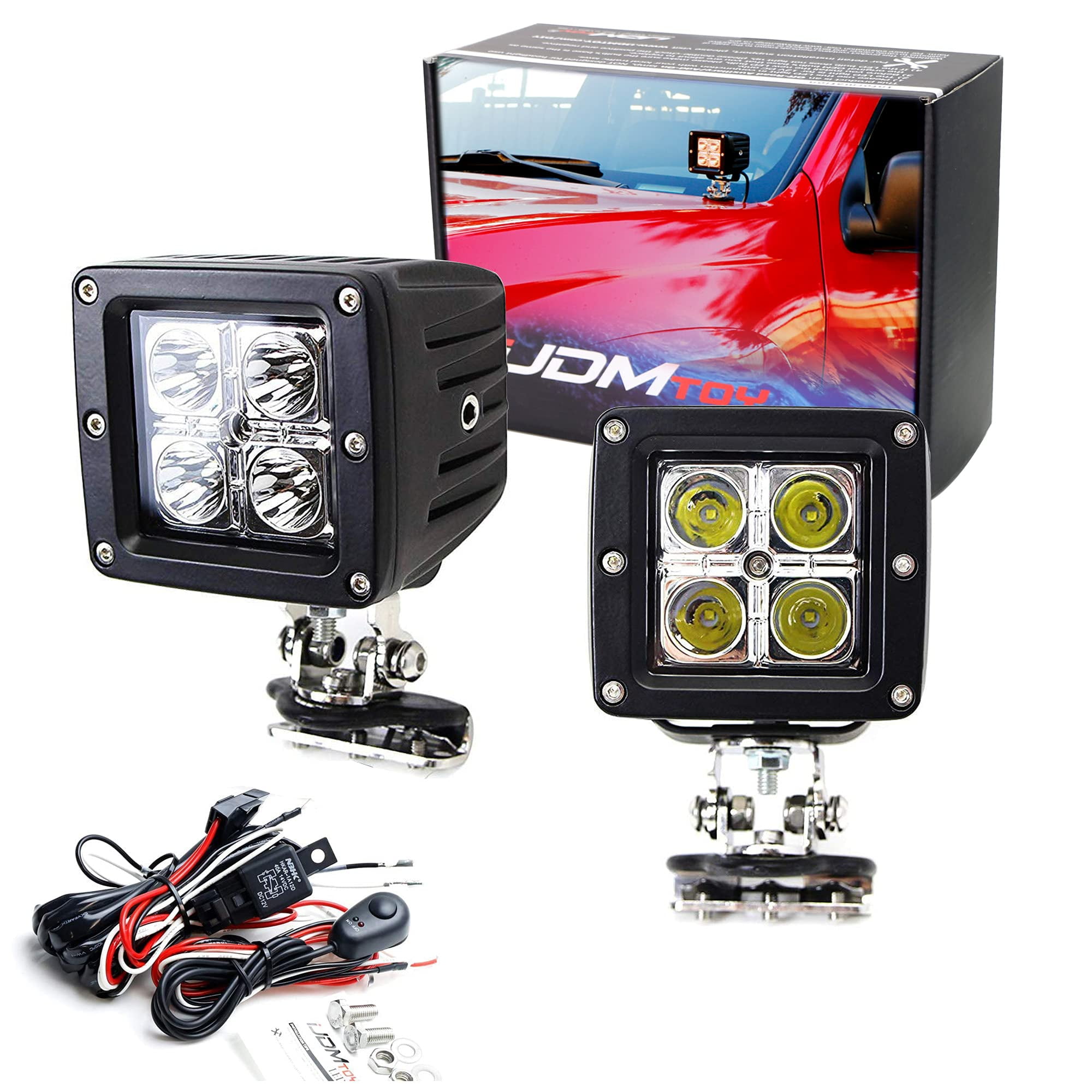 A-Pillar LED Pod Light Kit For Truck SUV 4x4 ATV, Includes (2) 20W High Power LED Cubes ...