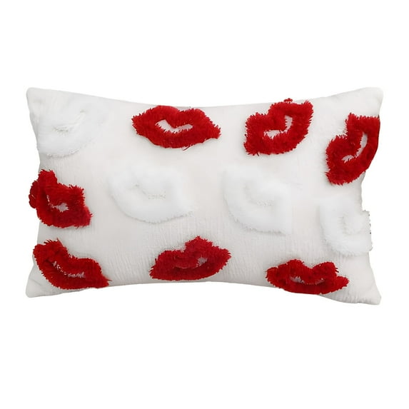 A Pillowcase Cute Red White Lips Pattern For Sofa Couch Bedroom Living ...