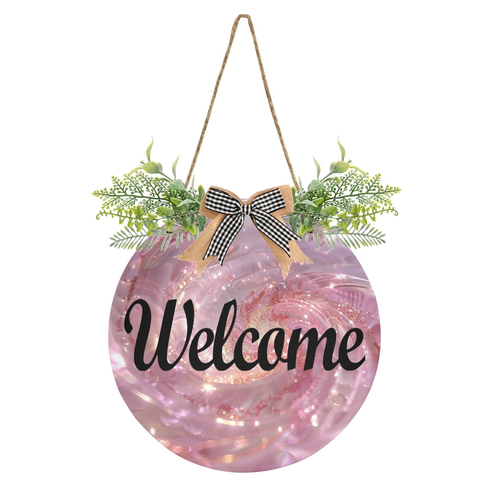 A Pink Spiral Welcome Sign for Front Door Wreath Door Sign for ...