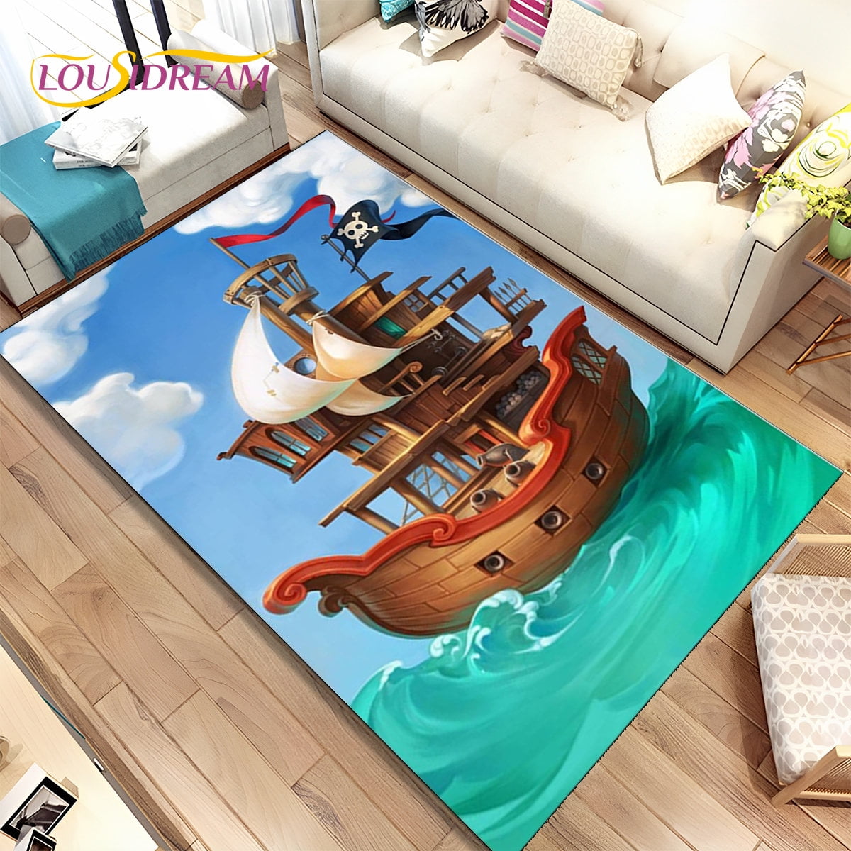 A Pirate Boat Barque Boat Ship Area Rug Carpet Rug for Home Living Room ...