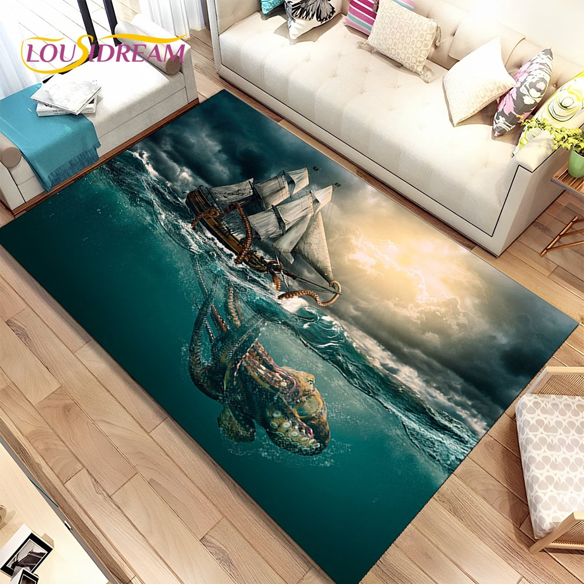 A Pirate Boat Barque Boat Ship Area Rug Carpet Rug for Home Living Room ...