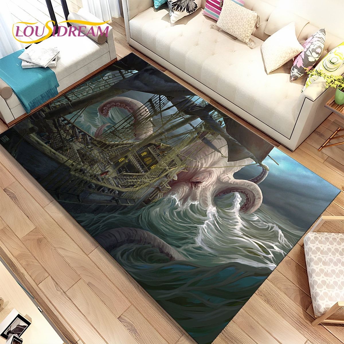 A Pirate Boat Barque Boat Ship Area Rug Carpet Rug for Home Living Room ...