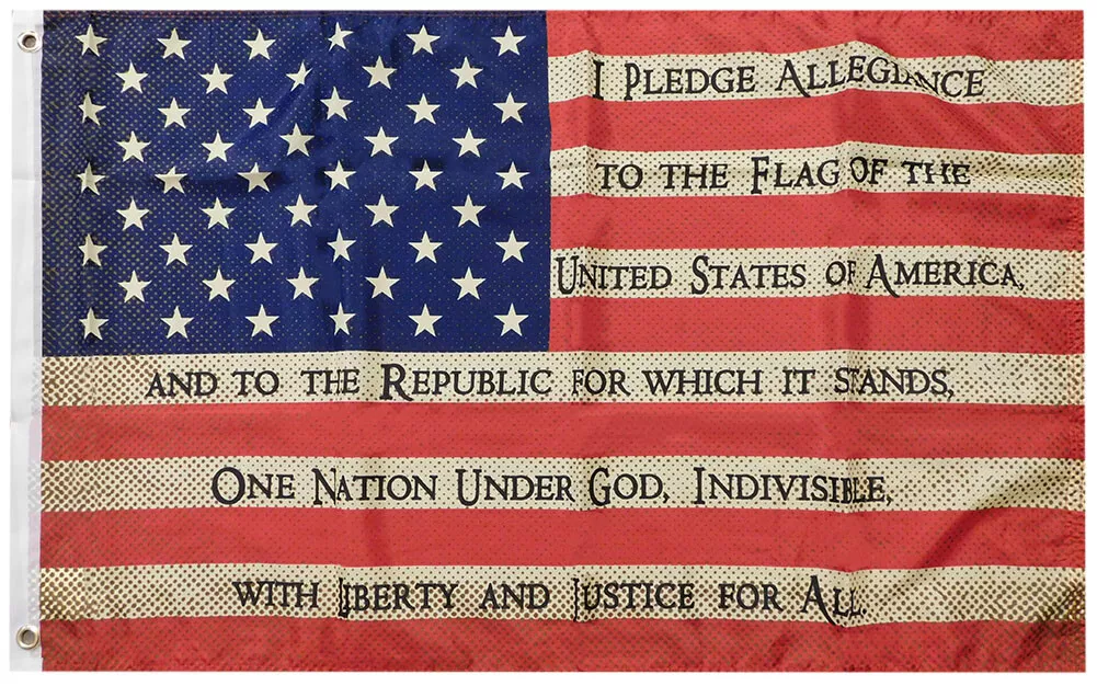 A Pledge of Allegiance Vintage Tea Stained Poly Nylon Flag 2x3 2'x3 ...