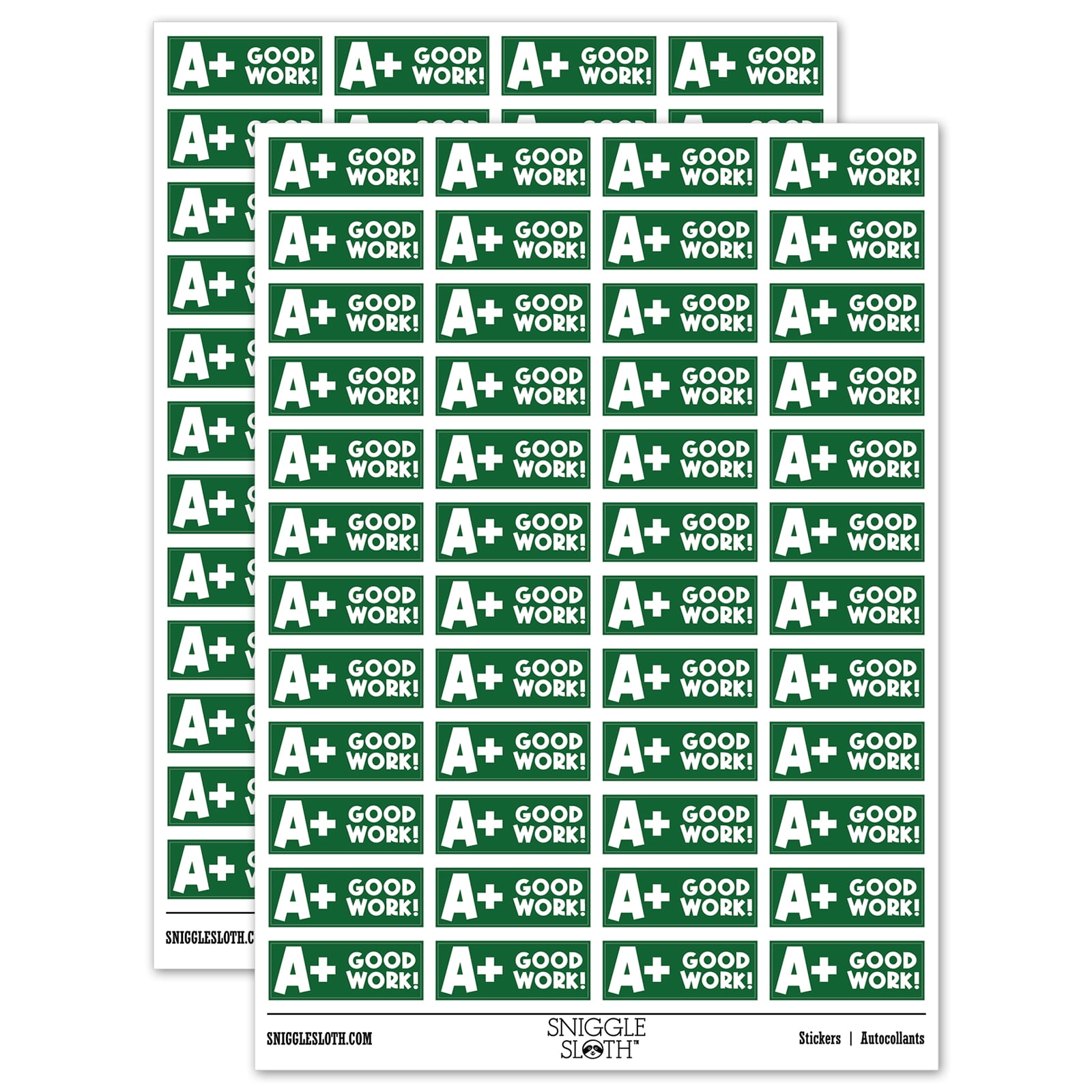 A Plus Good Work Teacher Student School Sticker Set - Dark Green ...
