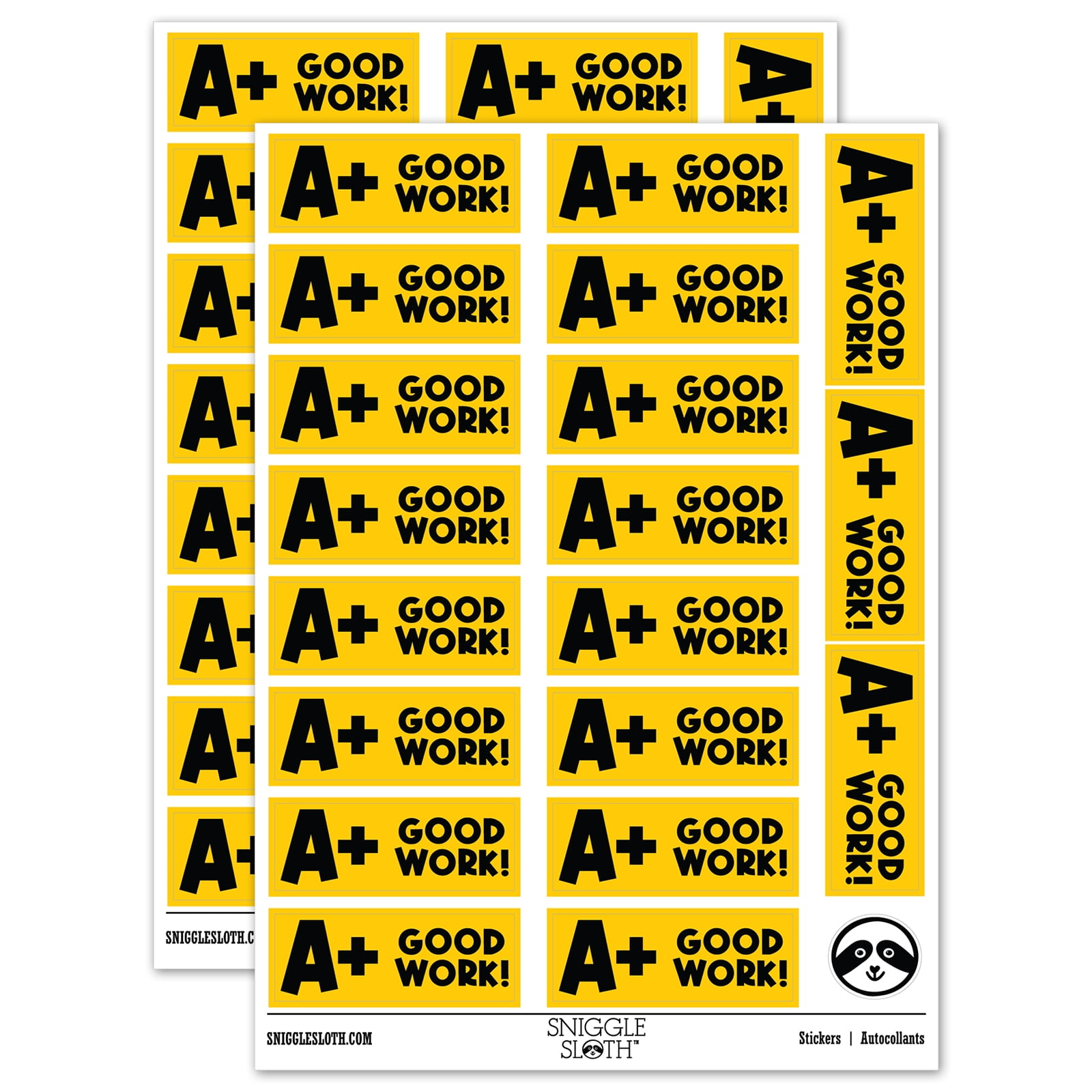 A Plus Good Work Teacher Student School Sticker Set - Yellow - Gloss ...