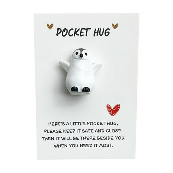 A Pocket Hug Card Gift Set Encouragement Note Card With Penguin Seal ...