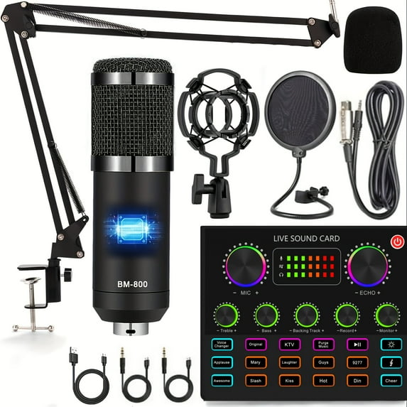 A Podcast Equipment Bundle With V8 Sound Card And BM800 Microphone ...