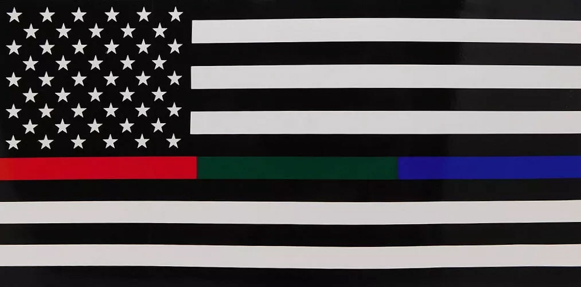 A Police Military and Fire Thin Line Red Green Blue Decal Bumper ...