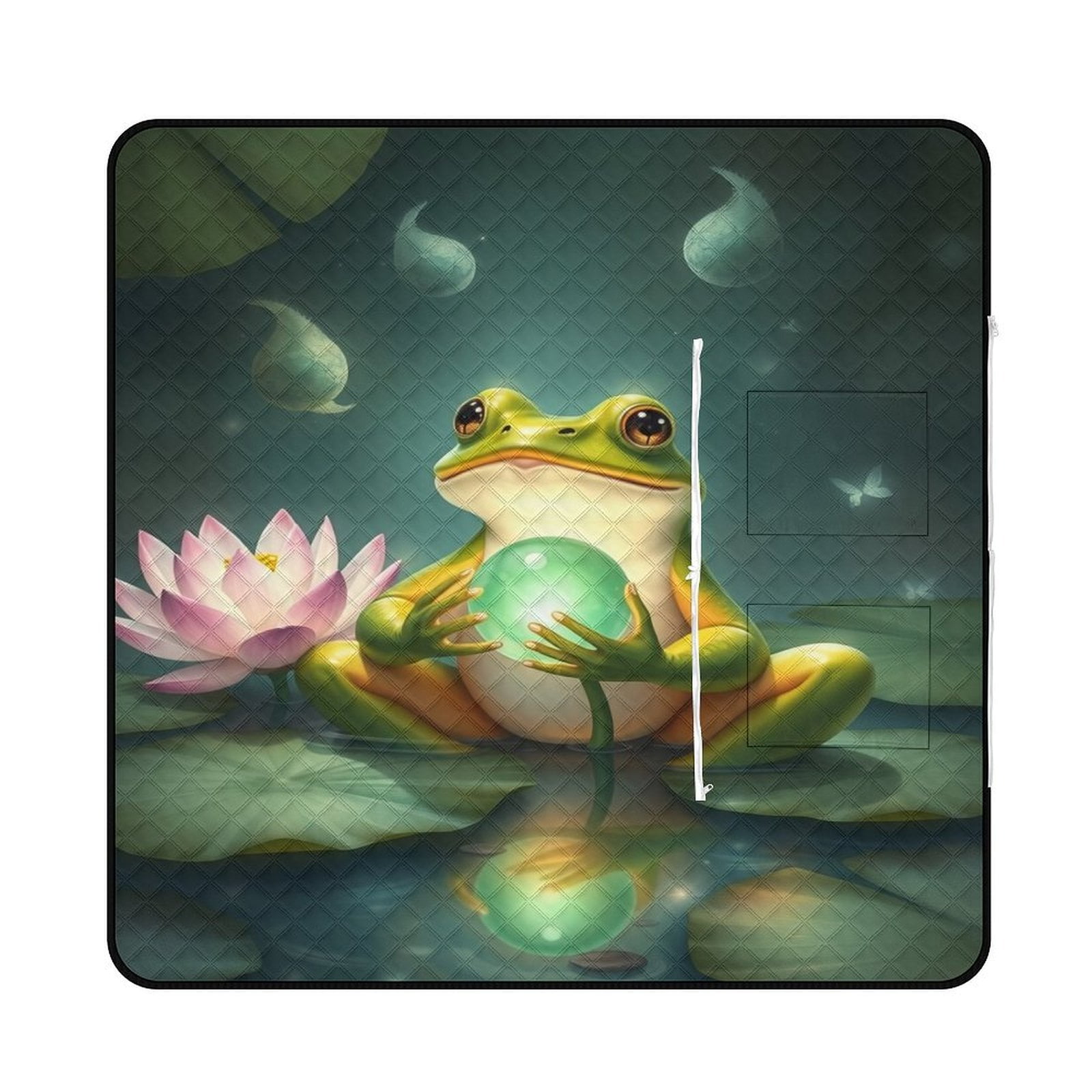 A Pond Frog Holding Lotus Leaves And Jade_ Portable Waterproof Outdoor ...