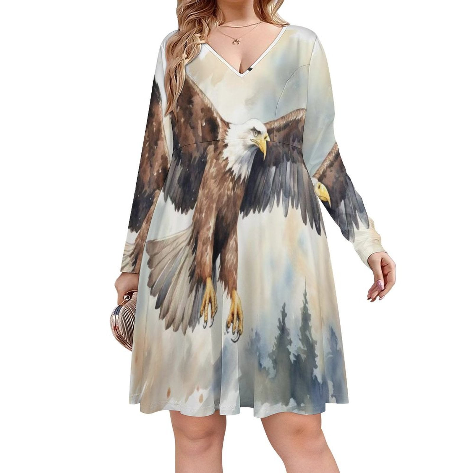 A Powerful Eagle (4) Long Sleeve Dresses For Women Vintage Elegant ...