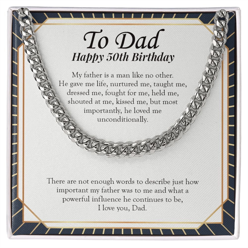 "A Powerful Influence" Dad 50th Birthday Necklace Gift From Daughter ...