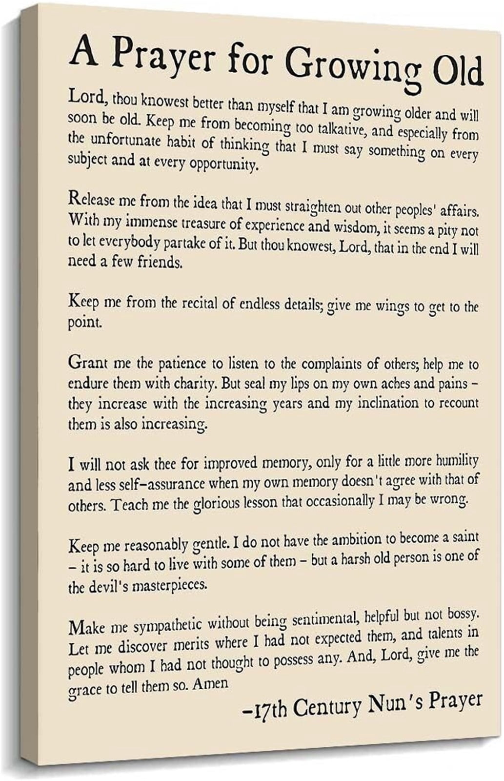 A Prayer for Growing Old Poem Wall Art poster for Bedroom Poster for ...