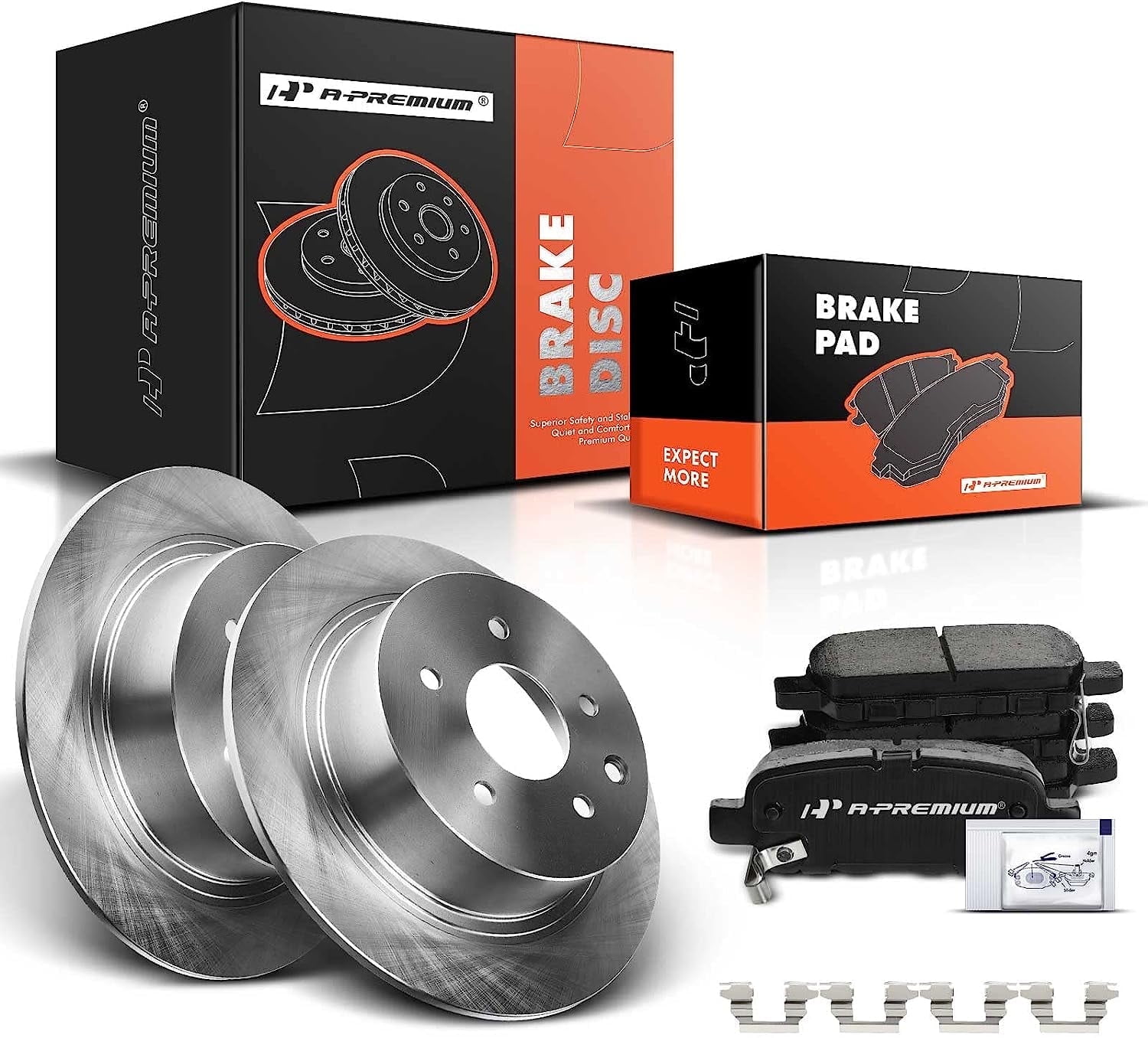 A-Premium Rear Solid Disc Brake Rotors + Ceramic Pads Kit for Nissan ...