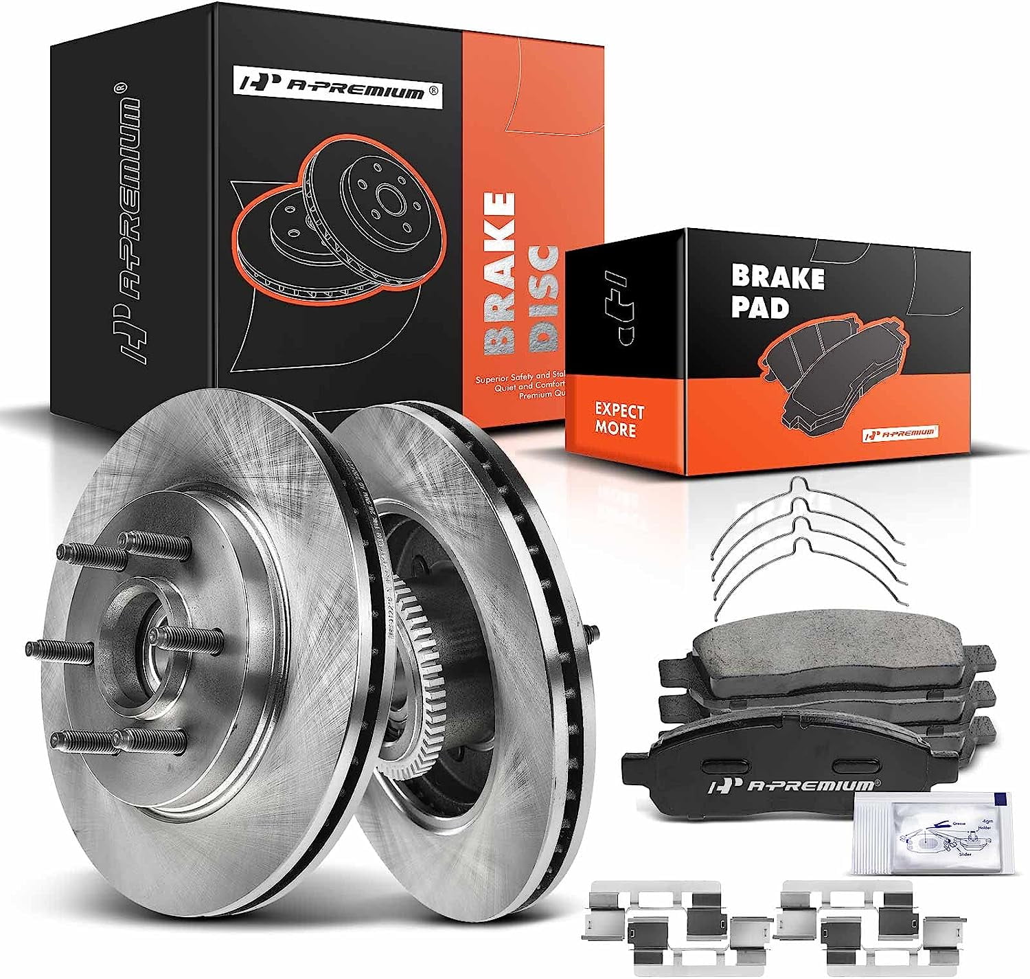 A-Premium 12.99 inch(330 mm) Front Vented Disc Brake Rotors + Ceramic ...