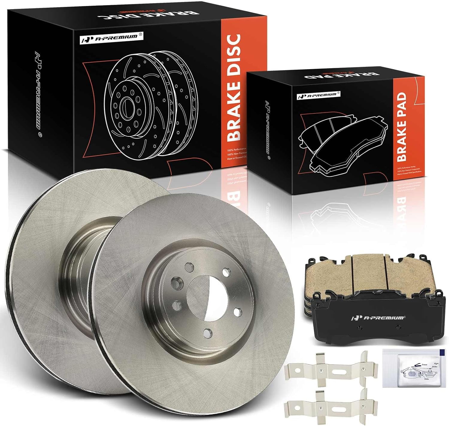 A-Premium 14.96 inch (380mm) Front Vented Disc Brake Rotors + Ceramic ...