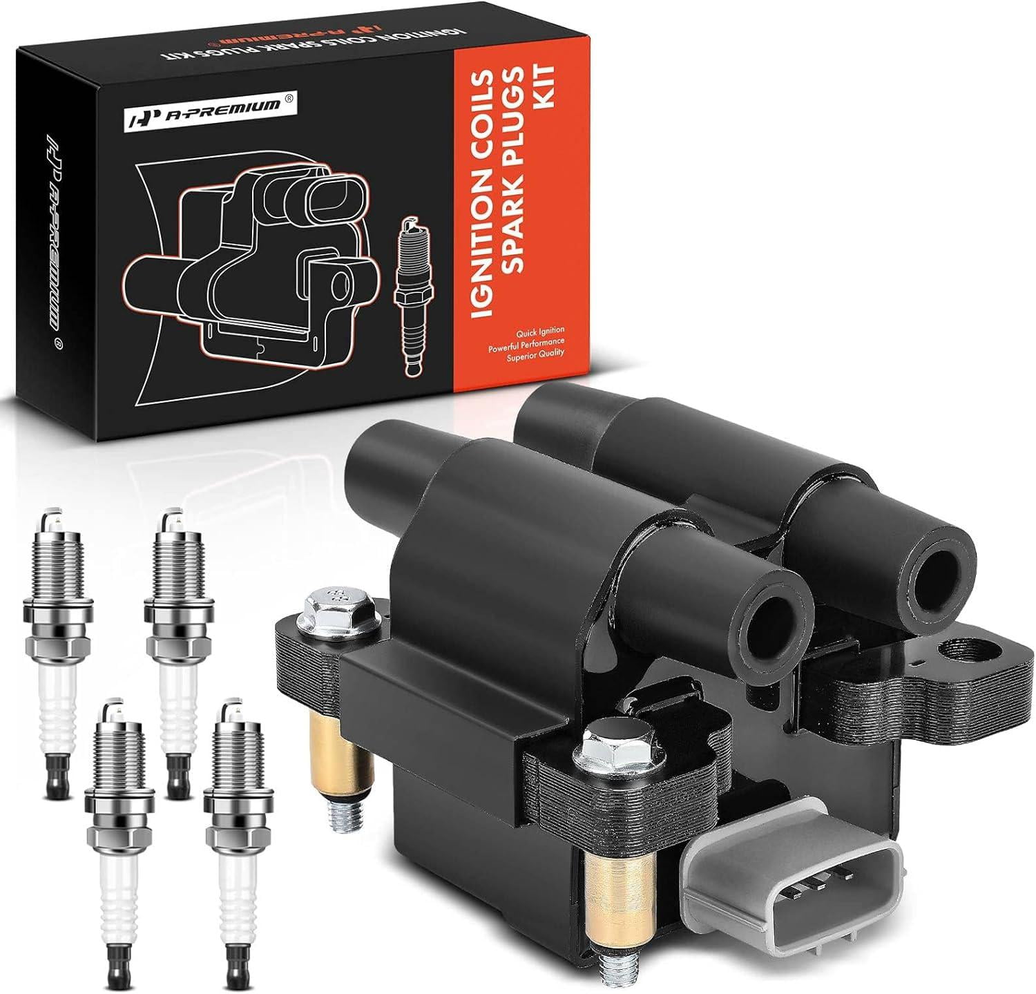 A-Premium 1x Ignition Coil Pack and 4x Iridium Spark Plugs Compatible ...