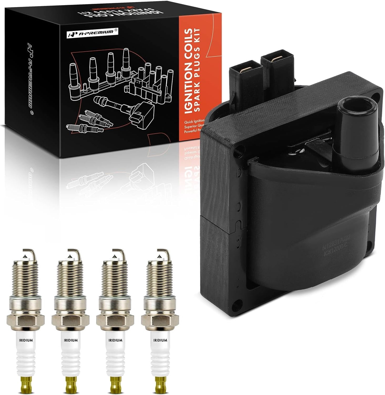A-Premium 1x Ignition Coil Pack and 4x Iridium Spark Plugs Compatible ...