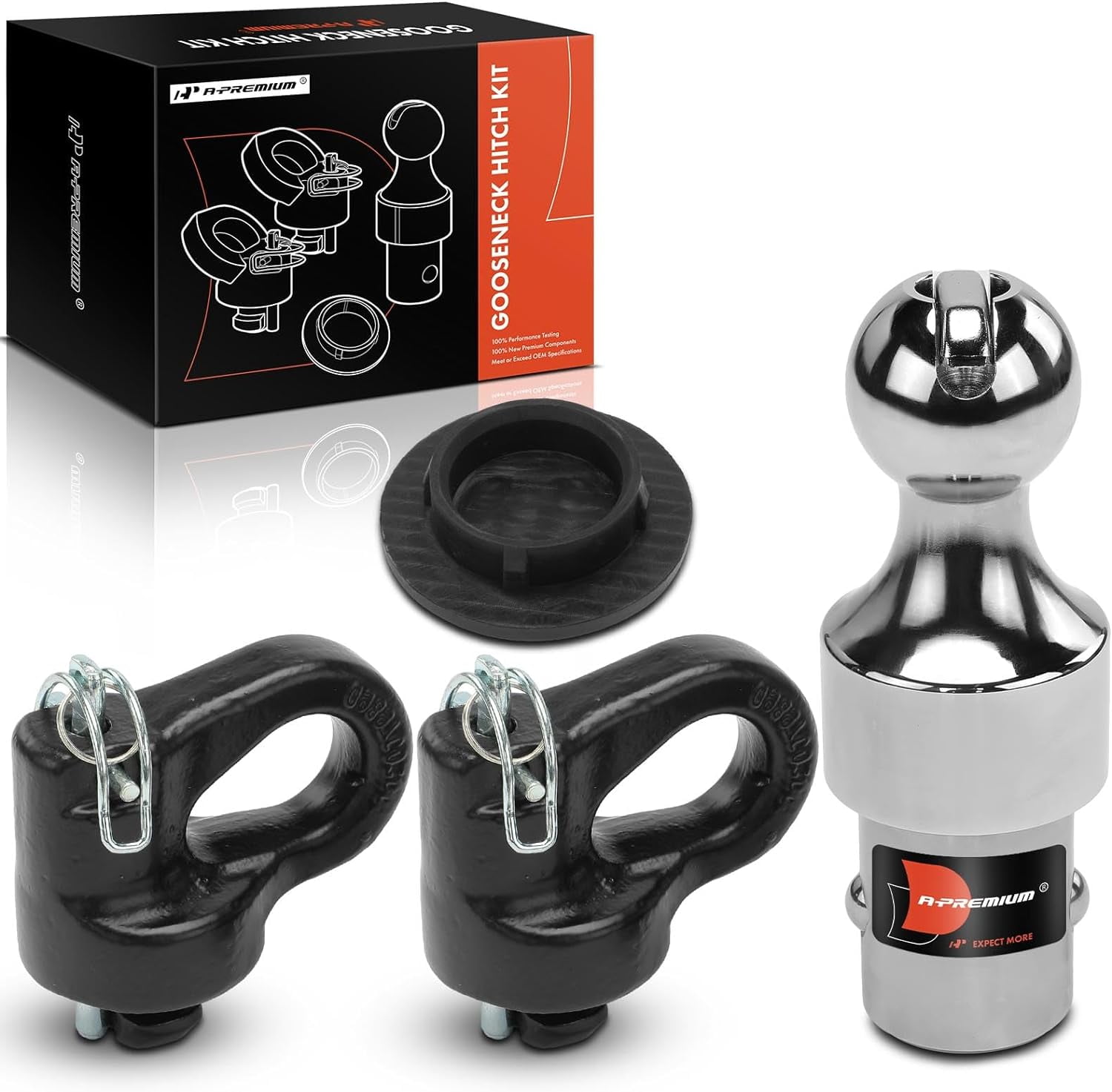 A-Premium 2-5/16 Inch Gooseneck Trailer Hitch Ball Kit 38,000 lbs GTW ...