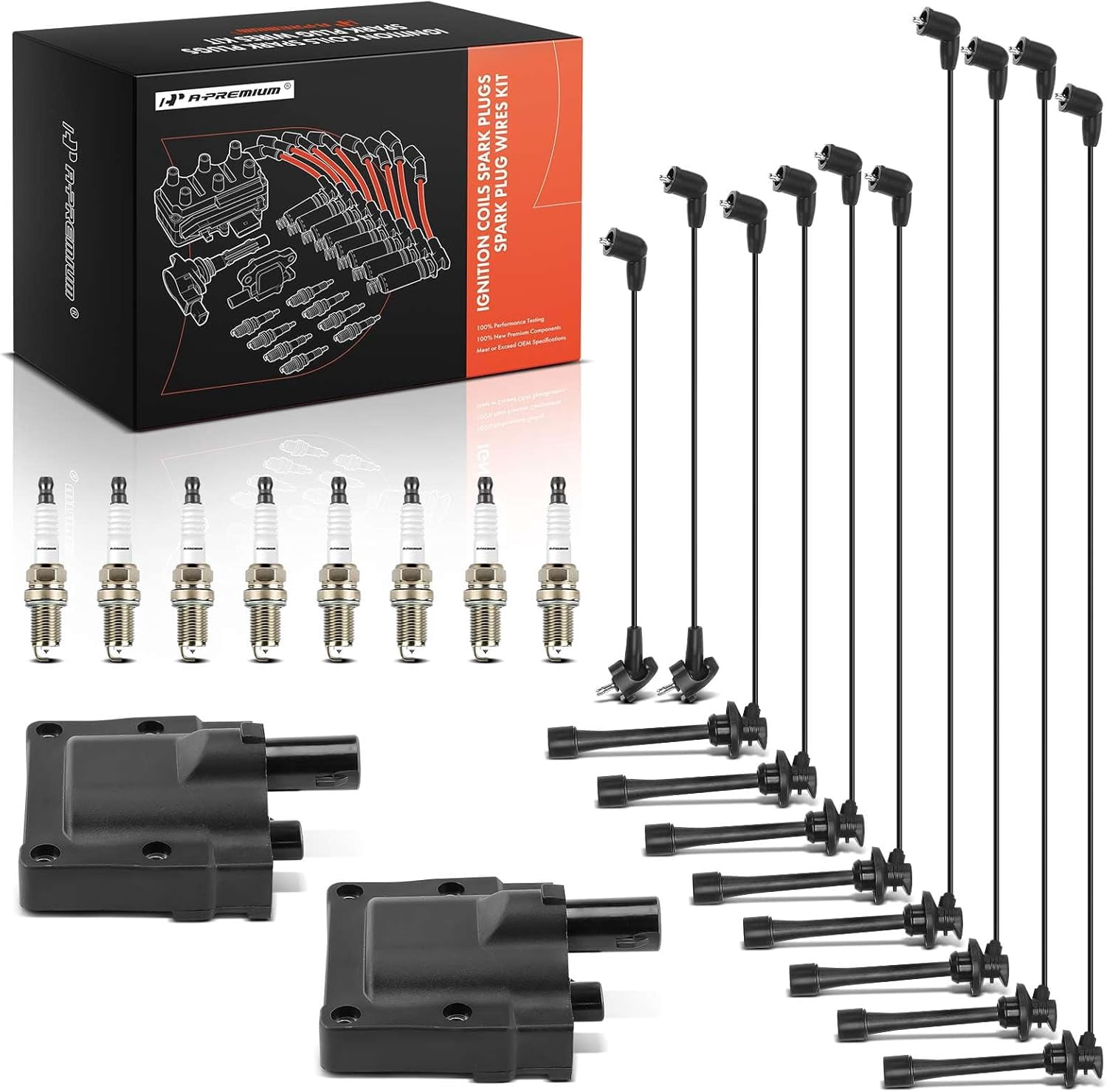 A-Premium 2 Ignition Coils with 10 Wire and 8 Iridium Spark Plugs ...