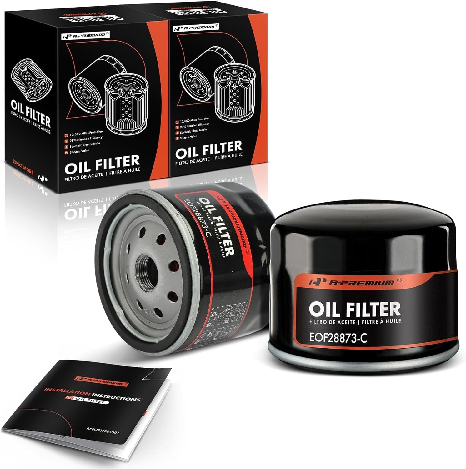 A-Premium 2-PC 10K Miles Protection Spin On Oil Filter Compatible with ...