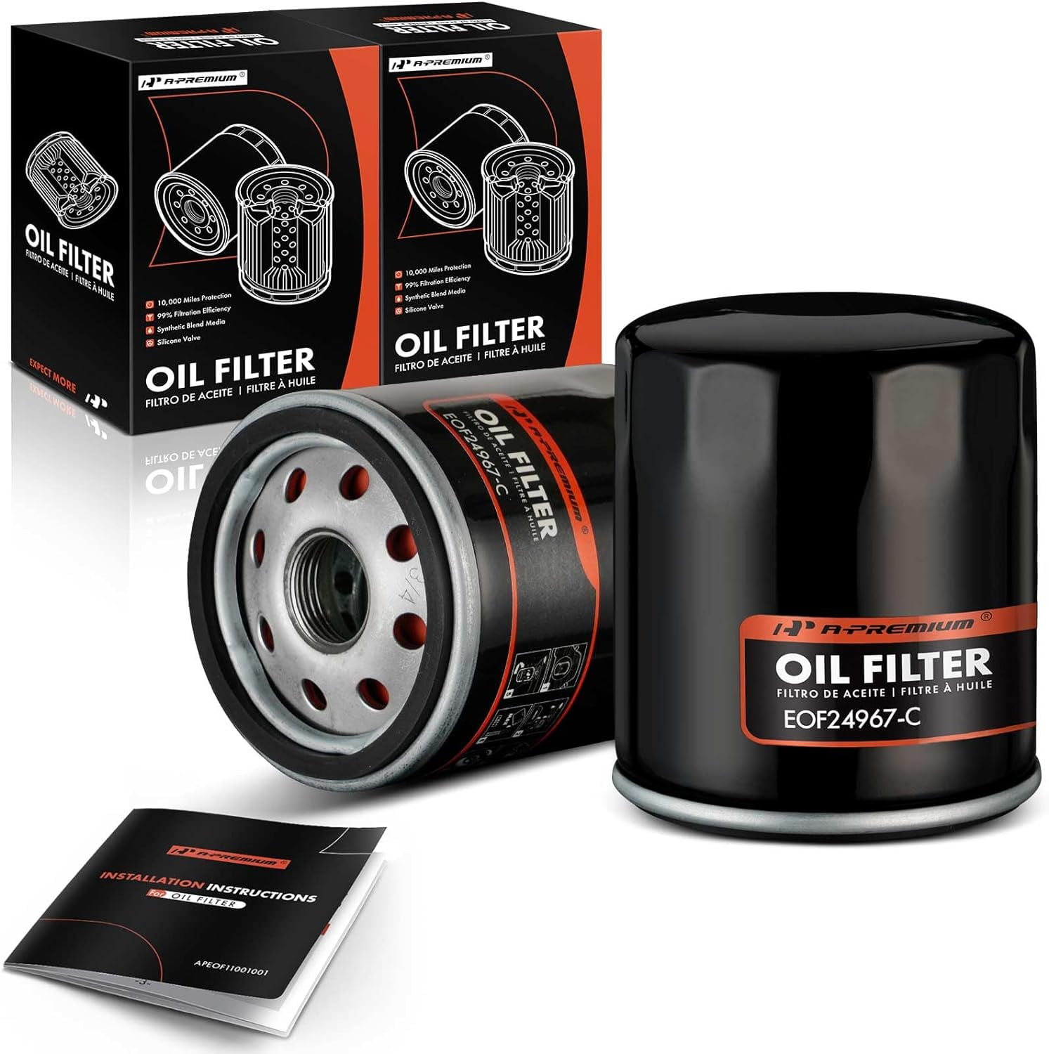 A-Premium 2-PC 10K Miles Protection Spin On Oil Filter Compatible with ...