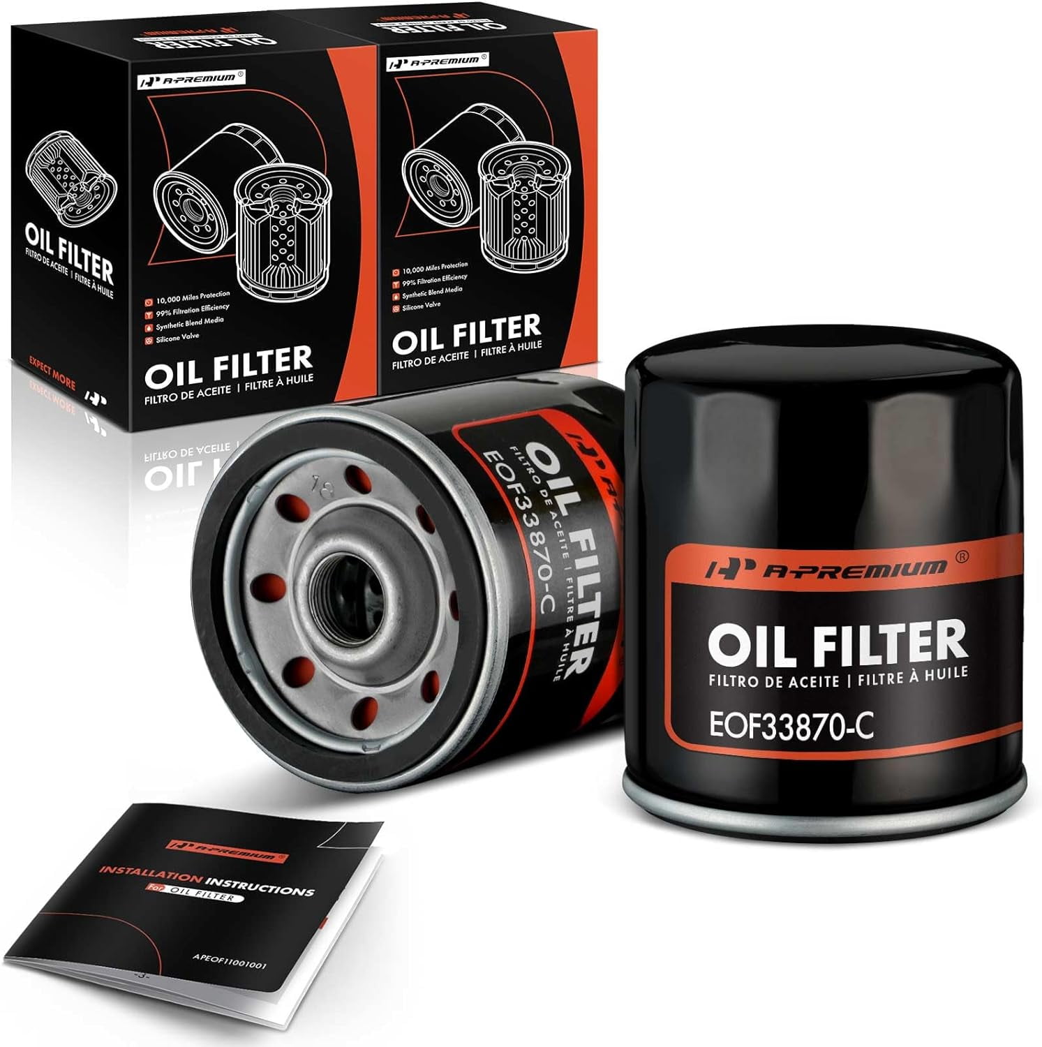 A-Premium 2-PC 10K Miles Protection Spin On Oil Filter Compatible with ...