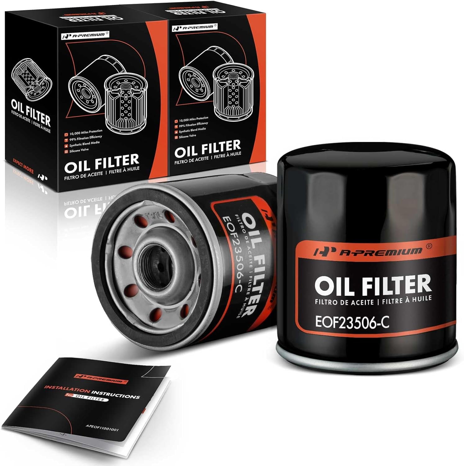 A-Premium 2-PC 10K Miles Protection Spin On Oil Filter Compatible with ...