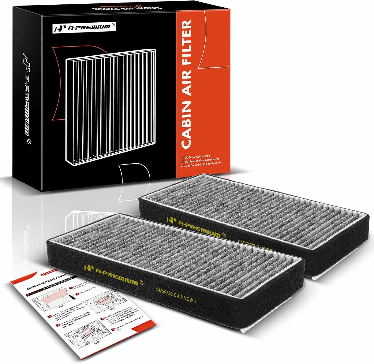 A-Premium 2-PC Cabin Air Filter with Activated Carbon Compatible with ...