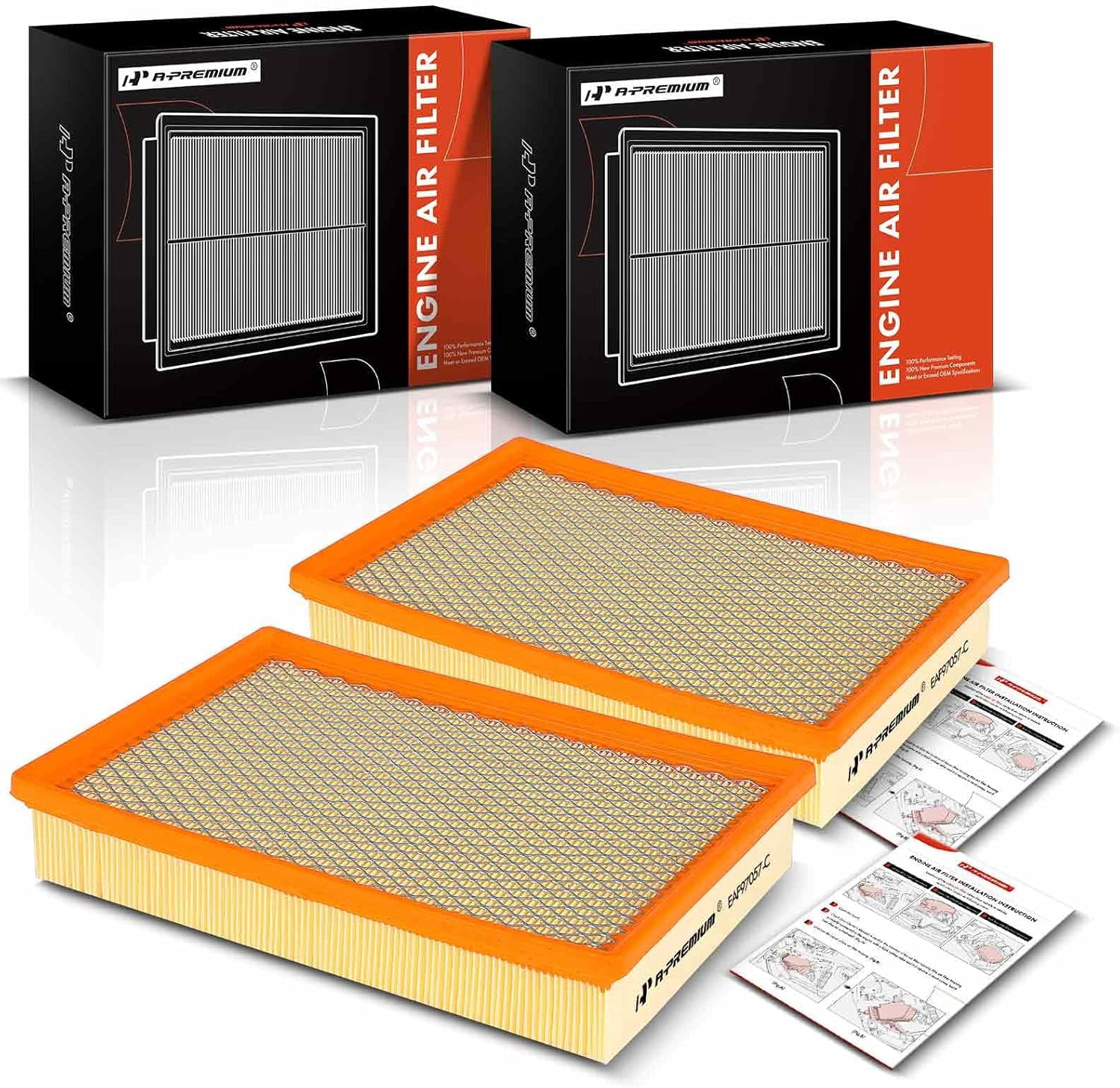 A-Premium 2-PC Engine Air Filter Compatible with Ford F-150, F-250, E ...
