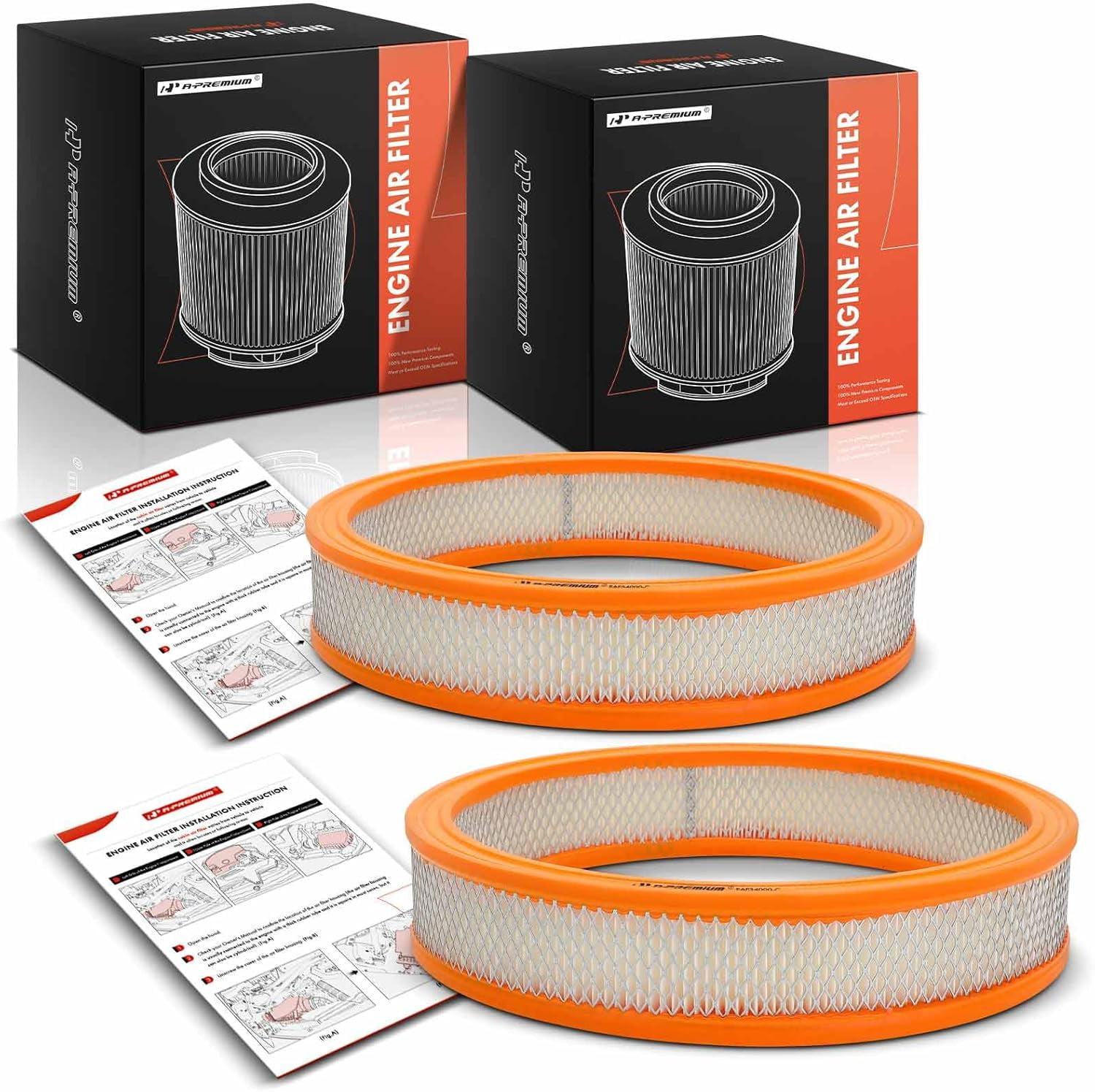 A-Premium 2-PC Engine Air Filter Compatible with Ford Mustang, Country ...