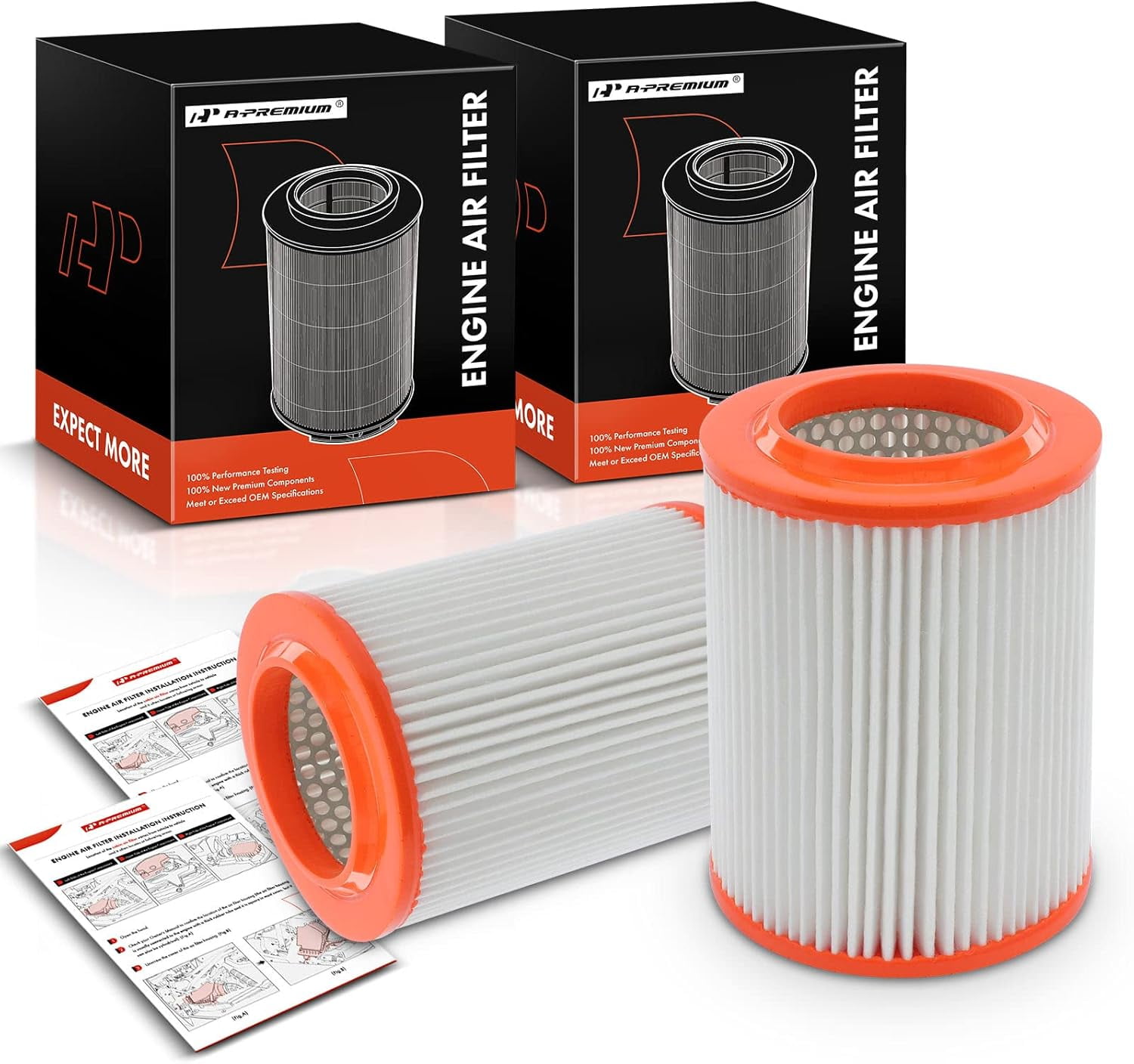 A-Premium 2-PC Engine Air Filter Compatible with Honda Civic 2002-2005 ...