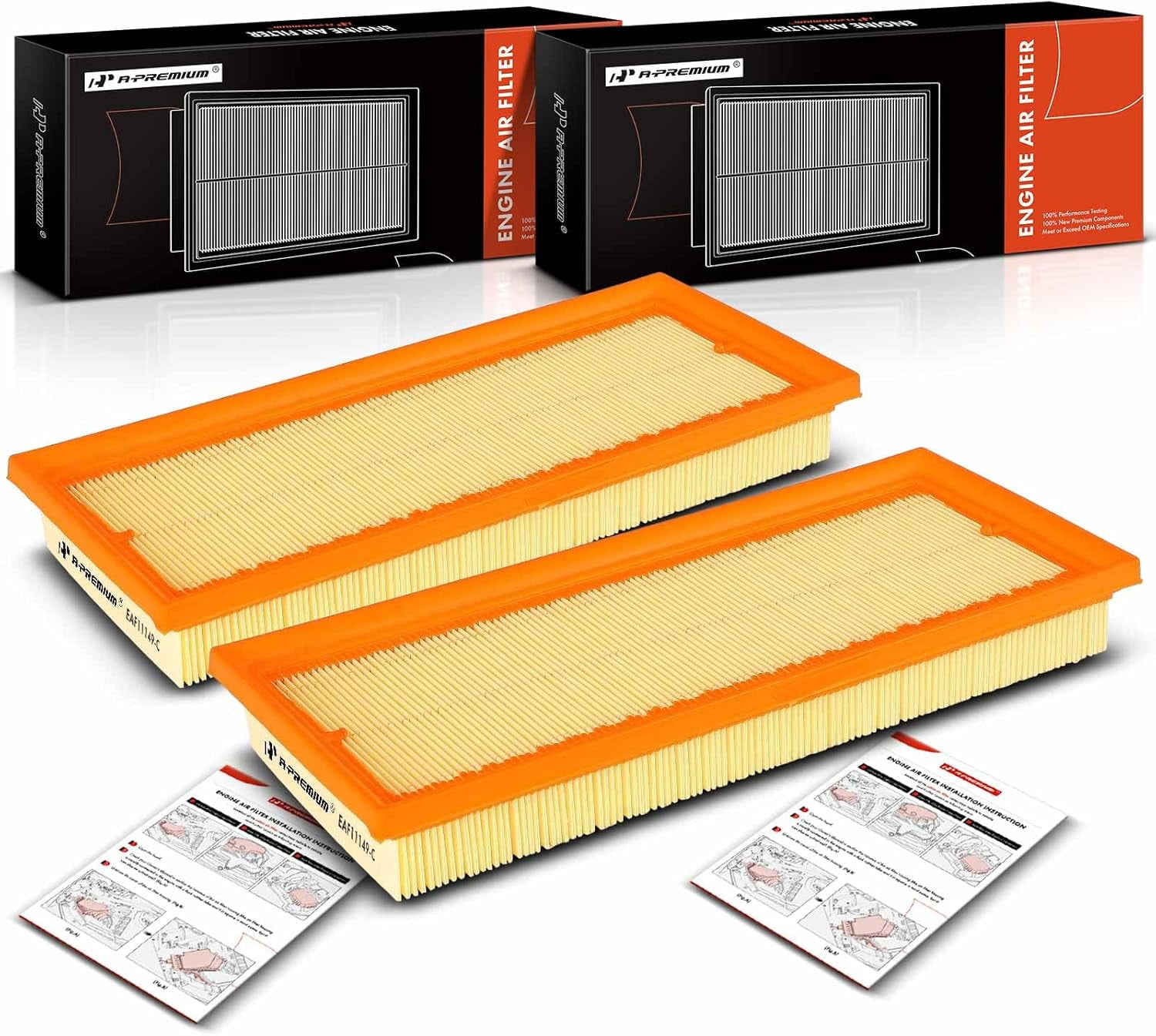 A-Premium 2-PC Engine Air Filter Compatible with Volkswagen Jetta, Golf ...