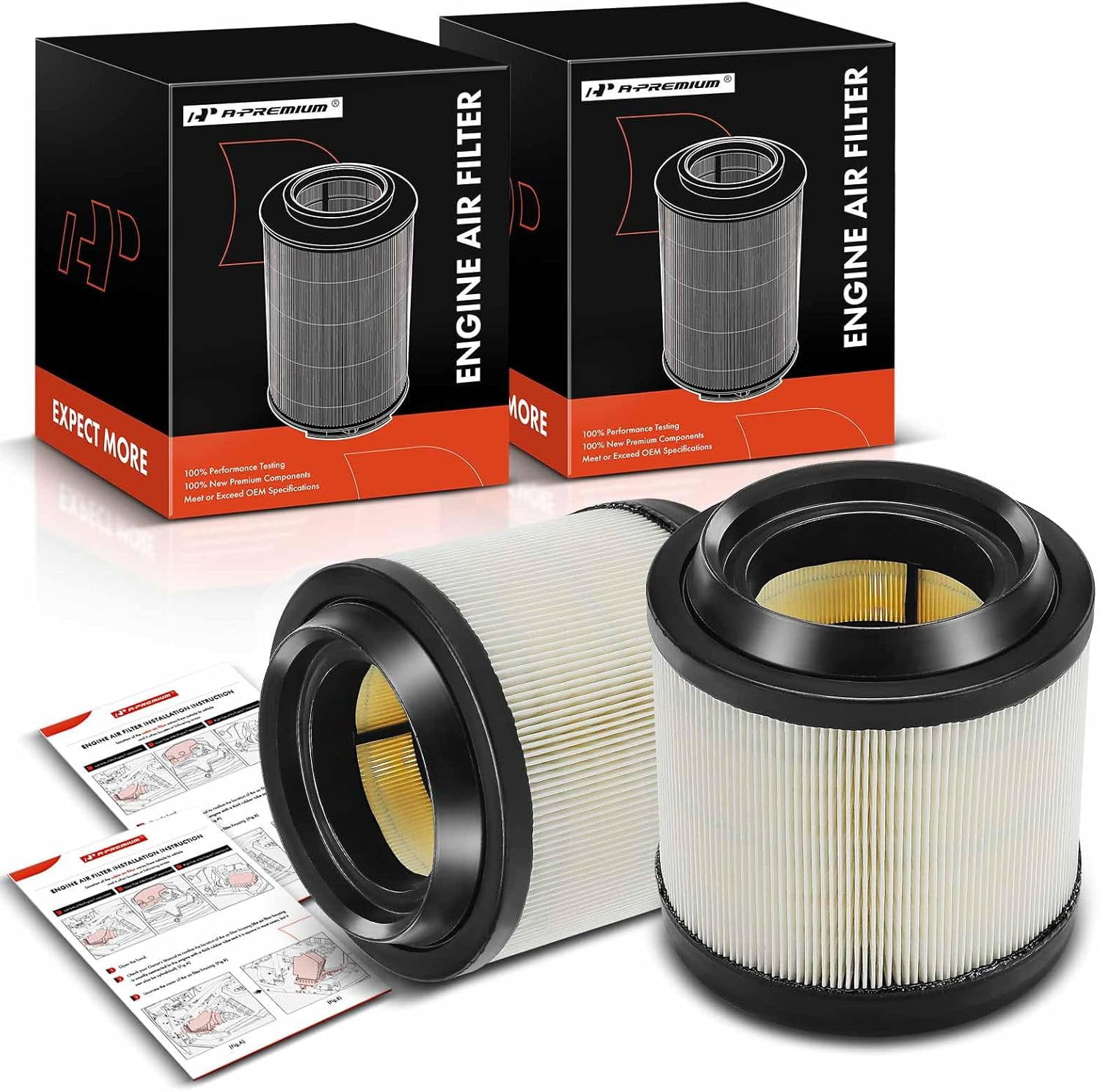 A-Premium 2-PC Engine Air Filter Compatible with Ford Ranger 2024 2.3L, Bronco 2021-2024 2.3L 2 ...