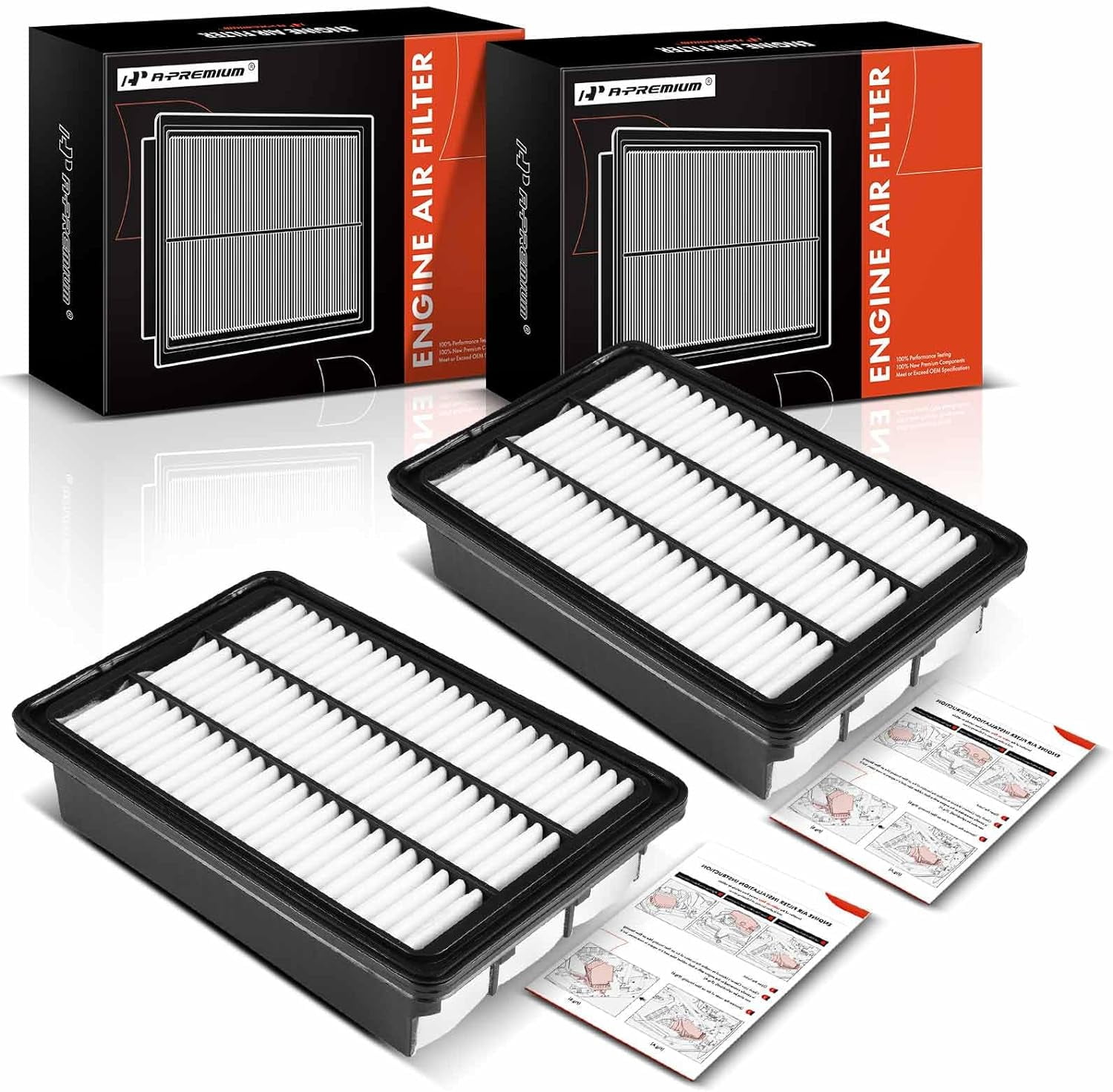 A-Premium 2-PC Engine Air Filter Compatible with Hyundai Santa Fe 2007 ...