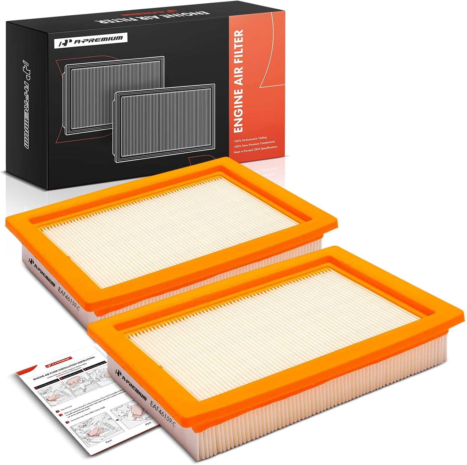 A-Premium 2-PC Engine Air Filter Compatible with Pontiac Tempest 1989 ...