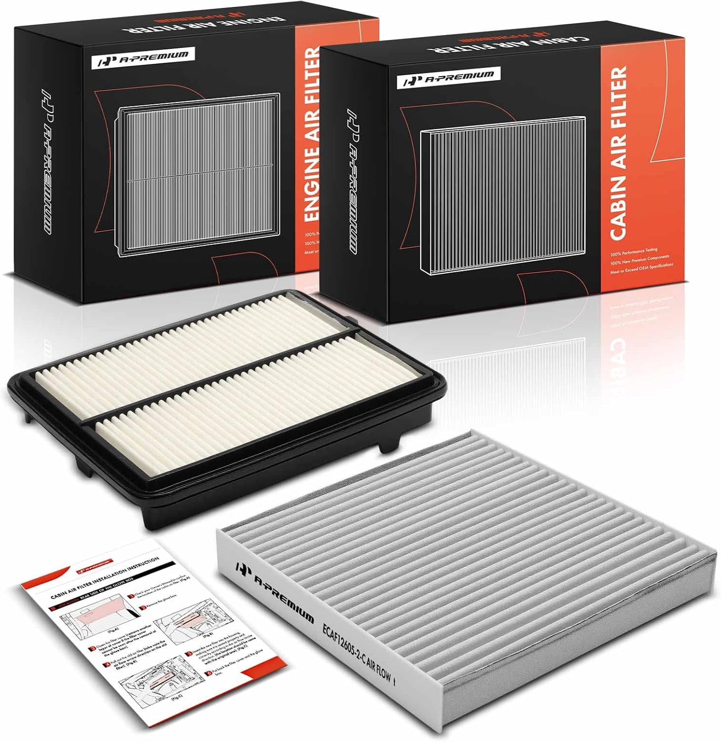 A-Premium 2-PC Engine & Cabin Air Filter with Activated Carbon ...