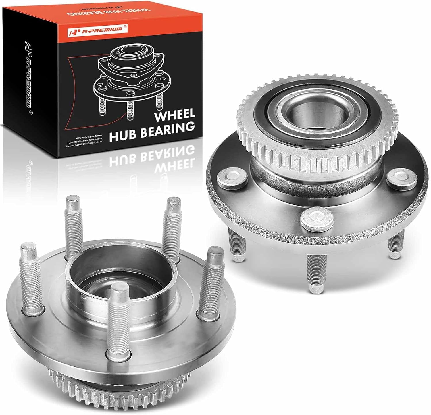 A-Premium 2 x Front Wheel Bearing and Hub Assembly with ABS Ring & 5 ...