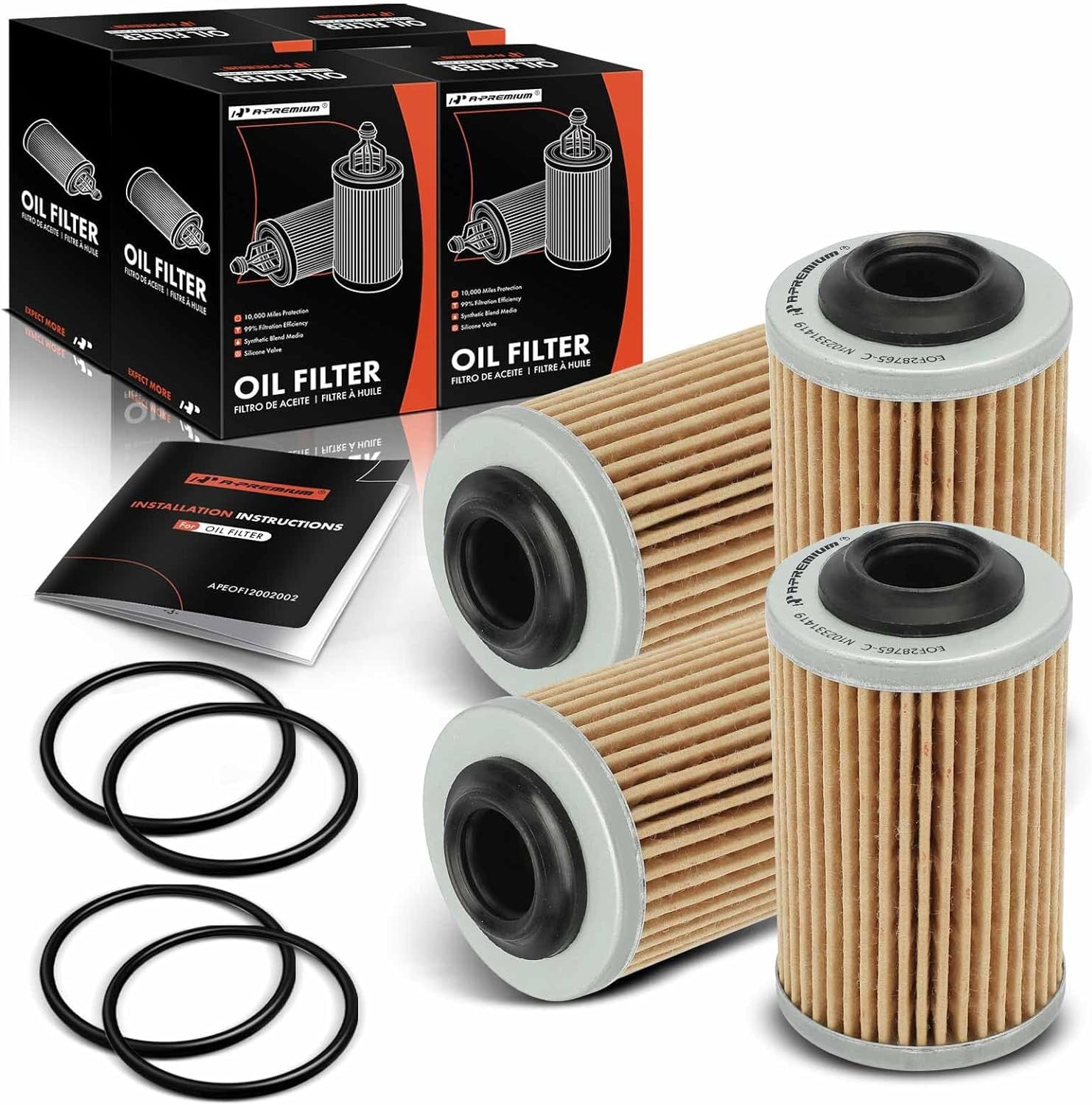 A-Premium 4-PC 10K Miles Protection Oil Filter Compatible with Chevy ...