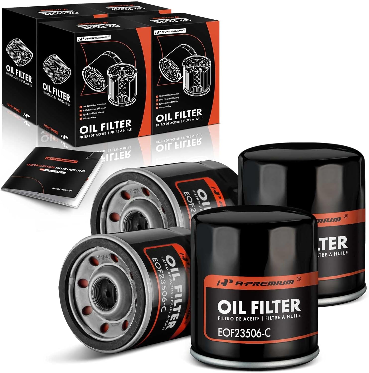 A-Premium 4-PC 10K Miles Protection Spin On Oil Filter Compatible with ...