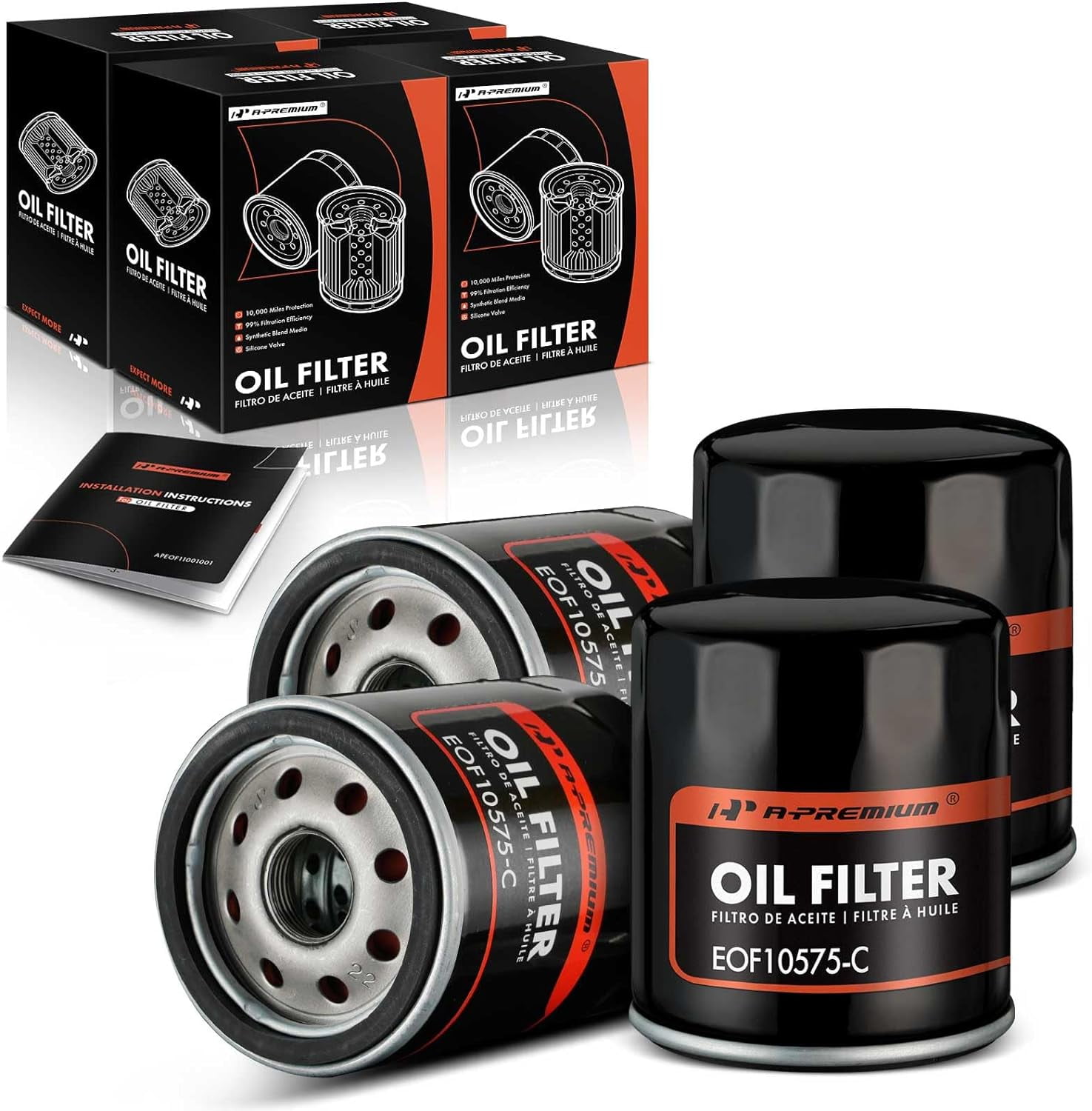 A-Premium 4-PC 10K Miles Protection Spin On Oil Filter Compatible with ...