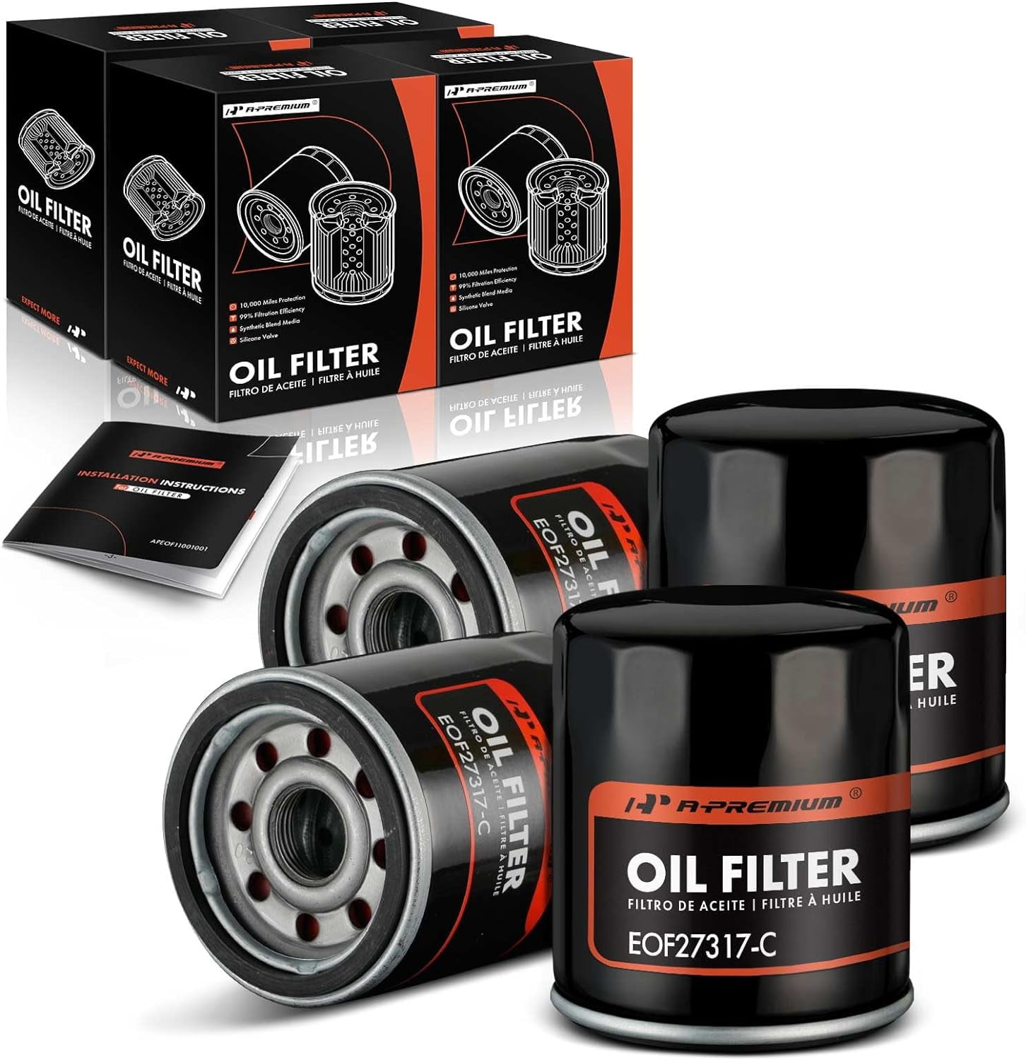 A-Premium 4-PC 10K Miles Protection Spin On Oil Filter Compatible with ...