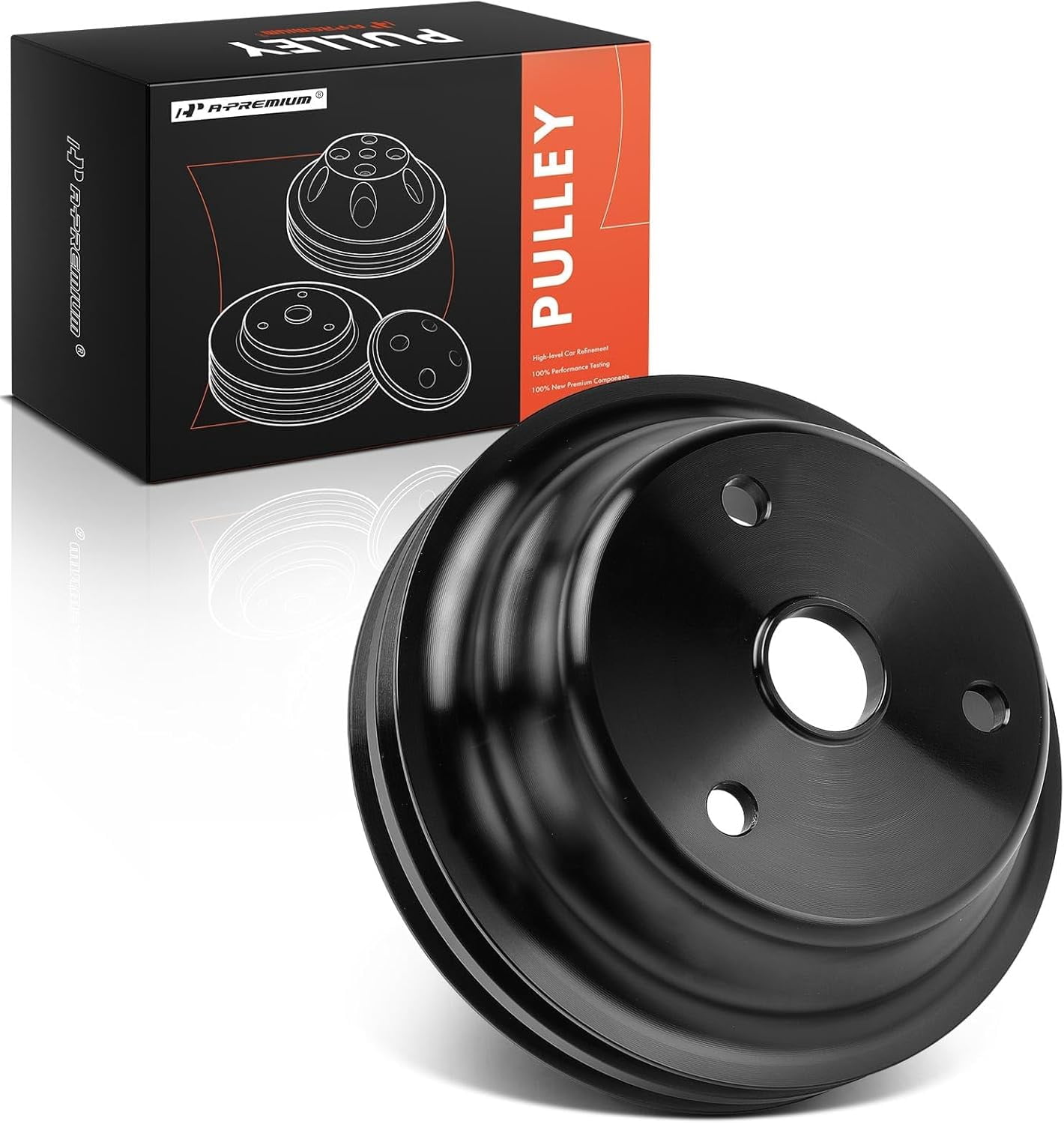A-Premium 6.6 Inch Crankshaft Pulley with Double-Groove Black Aluminum ...